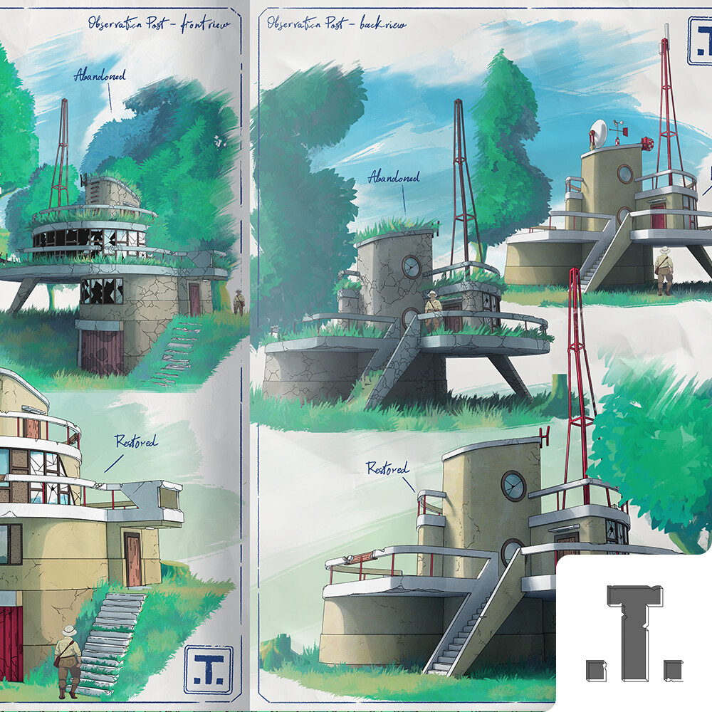 ArtStation - .T. - Observation Post concepts