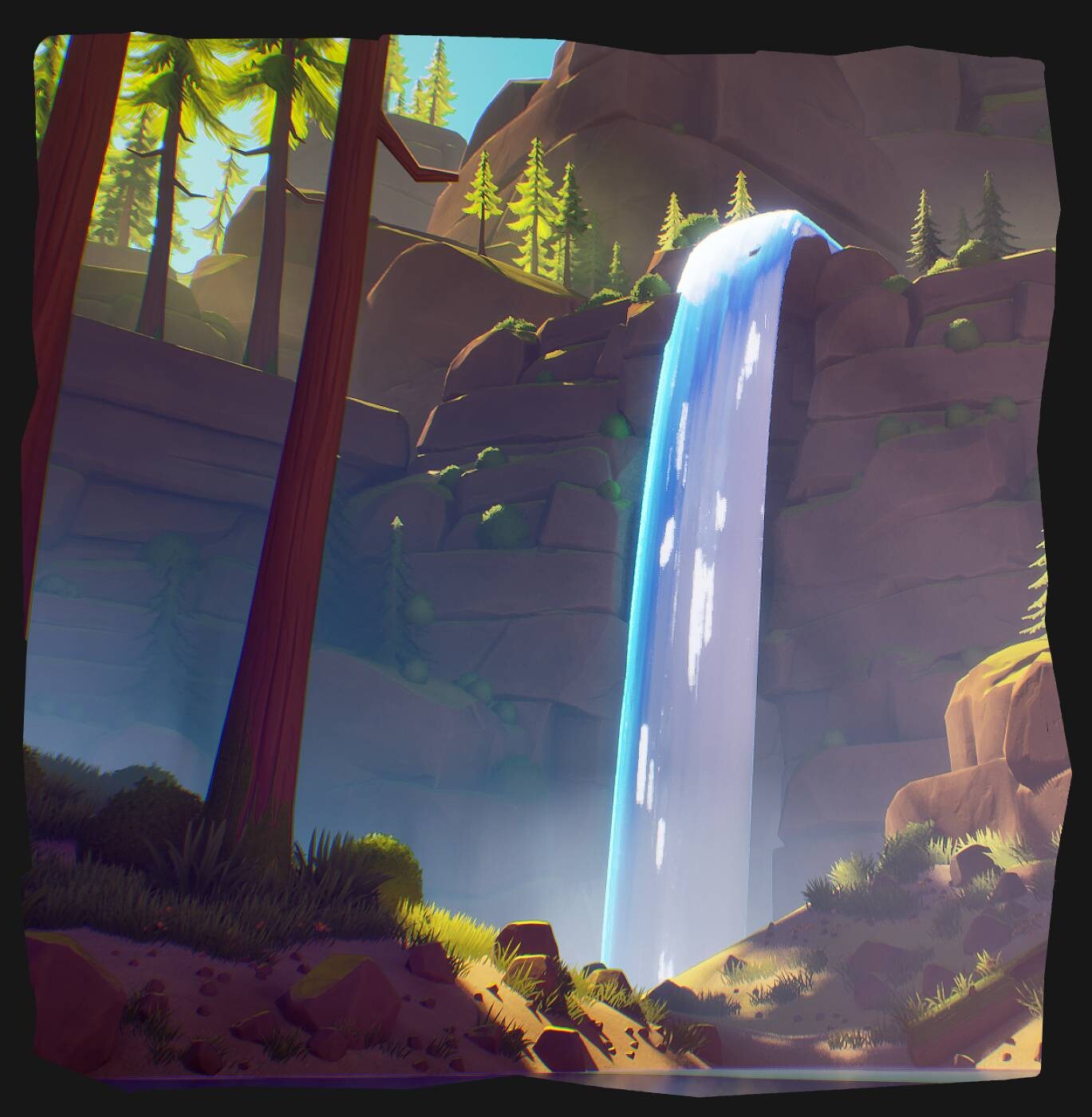 ArtStation - Peaceful Waterfall Scene in Unreal Engine