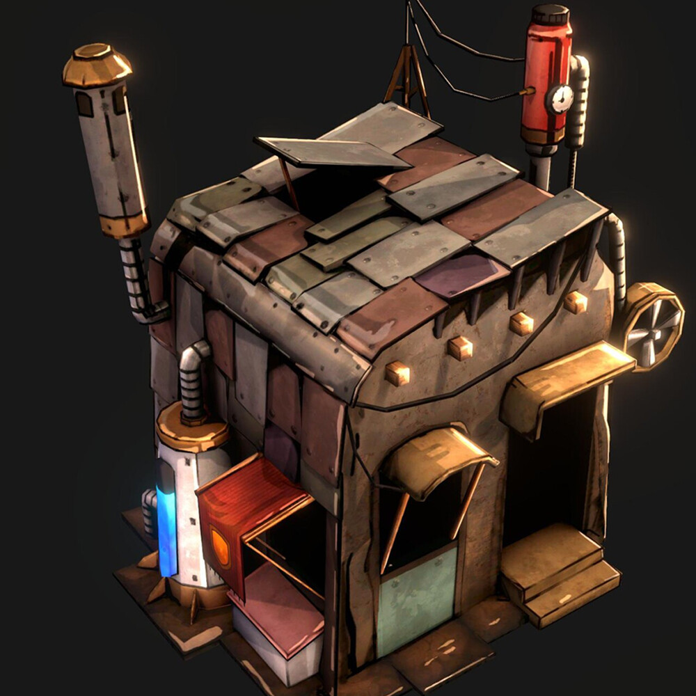 ArtStation - Stylized Cyberpunk house