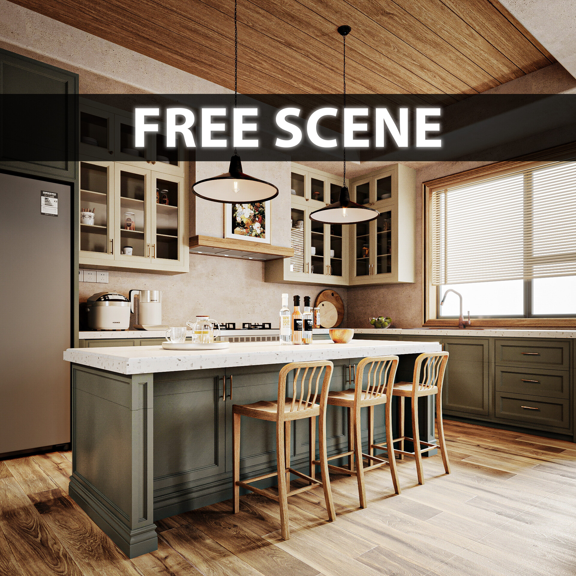 ArtStation - American kitchen - Free Scene - Unreal Engine - Blender ...
