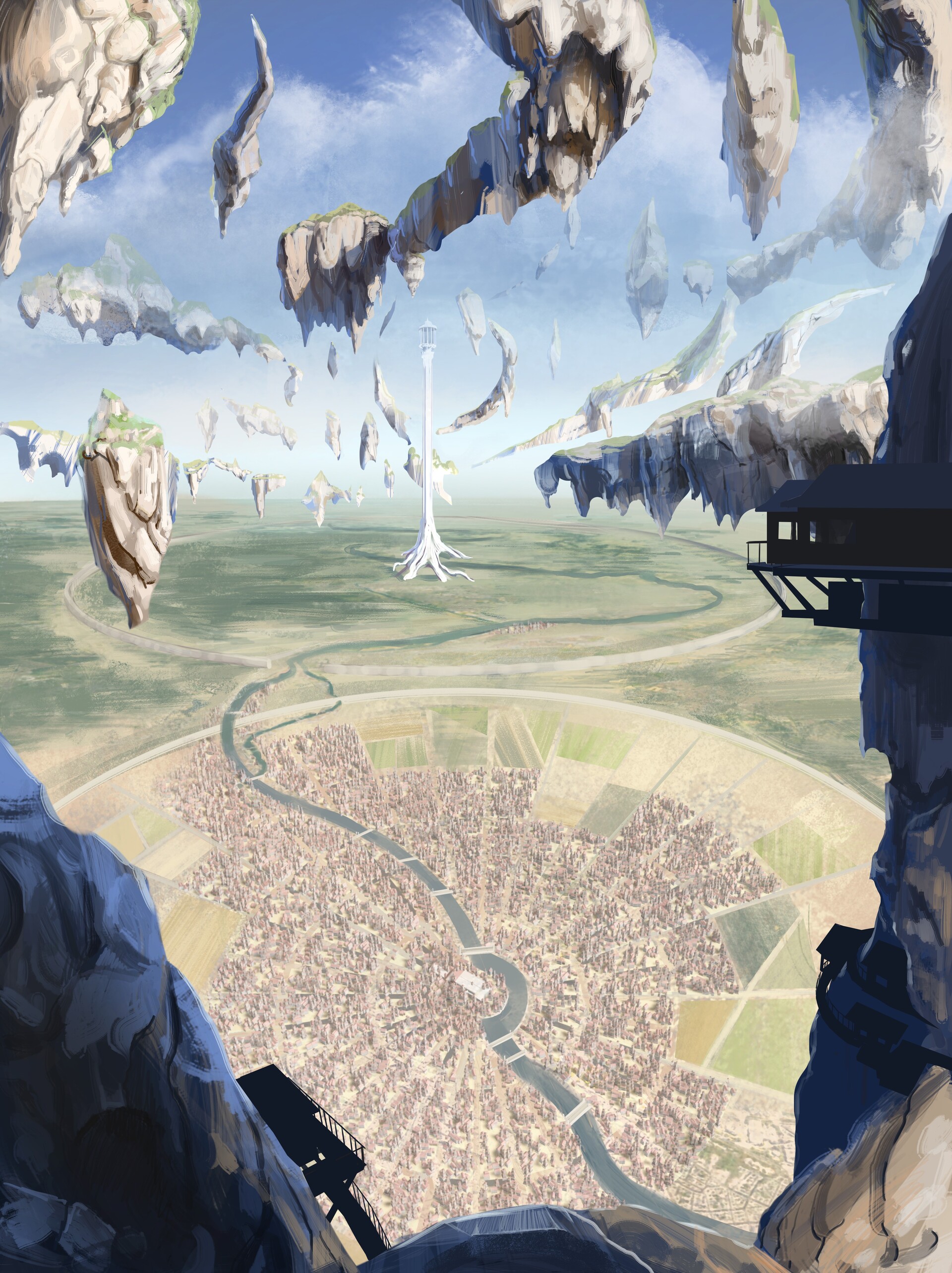 ArtStation - City Under Floaty Rocks