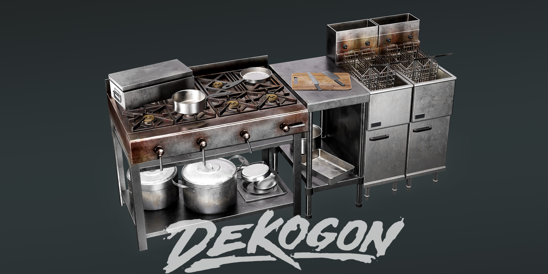 ArtStation - 1980s restaurant cooking set