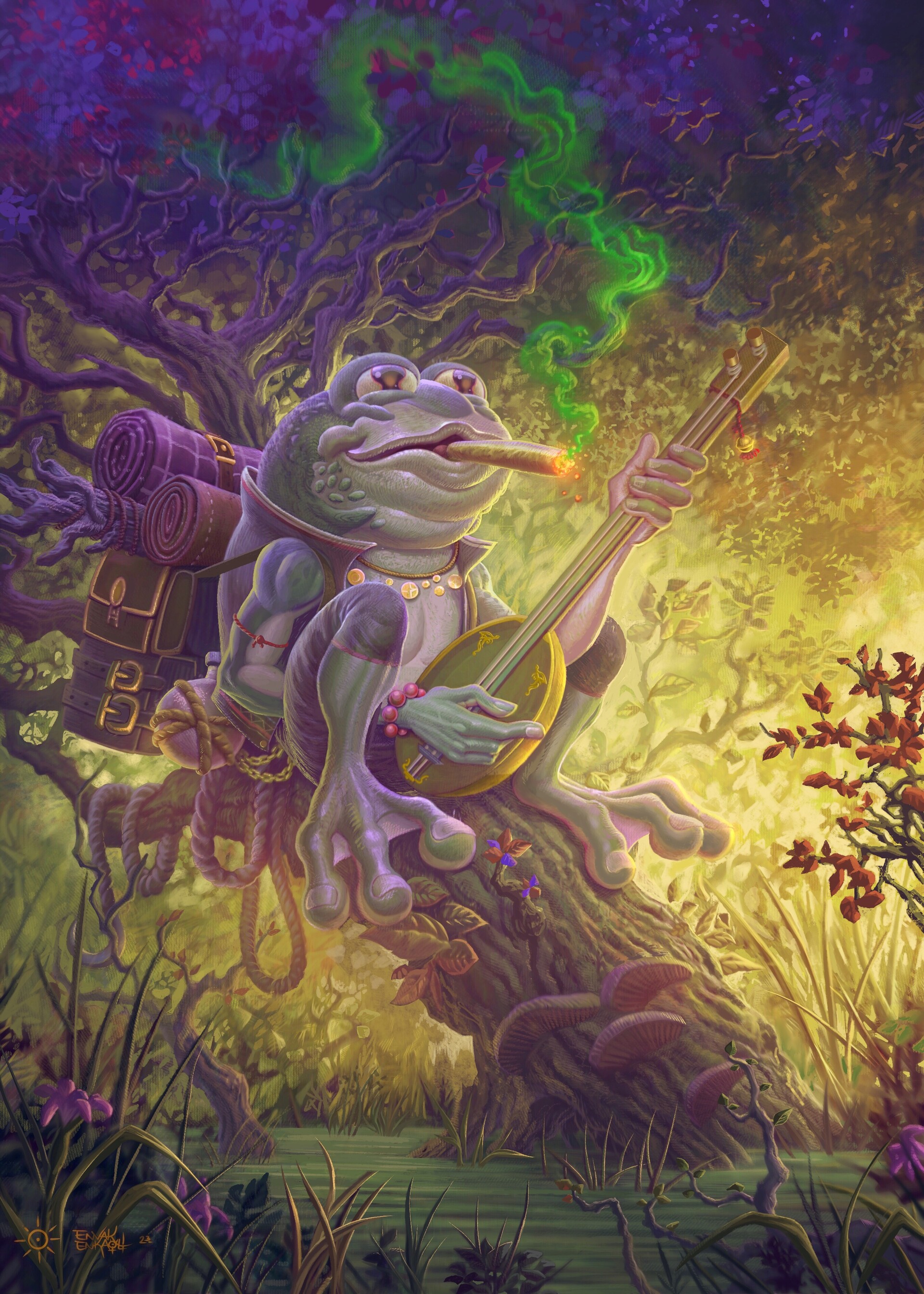 ArtStation - Smoking Bard Frog