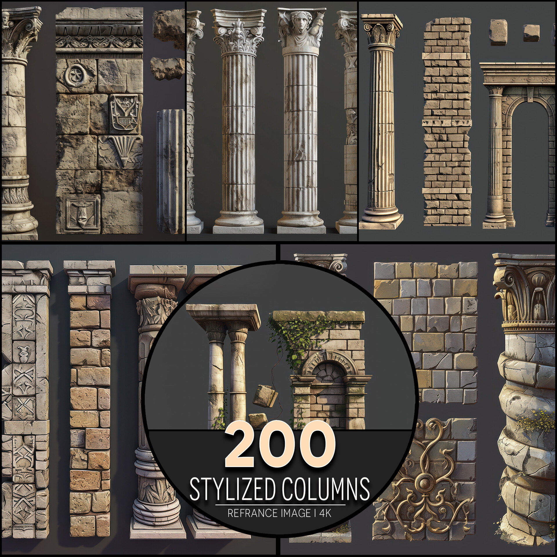 ArtStation - Stylized Columns 4K Reference/Concept Images