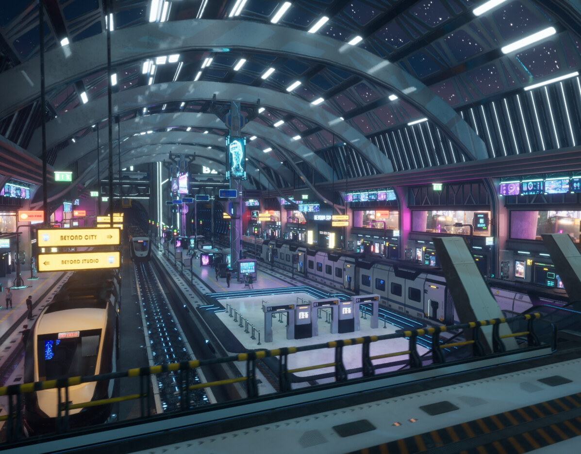 ArtStation - cyber train station