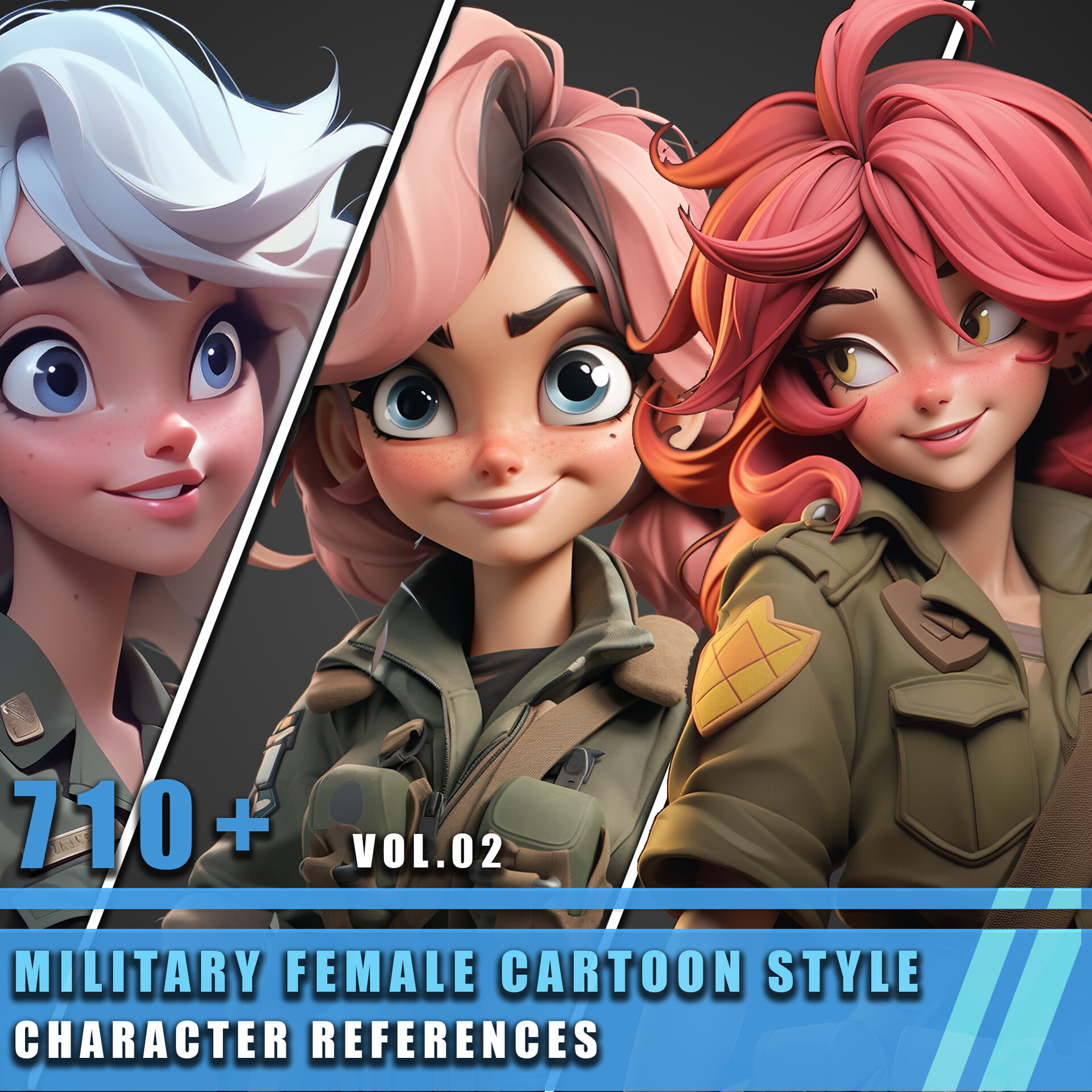 ArtStation - 710+ Military Female Cartoon Style - Character References ...