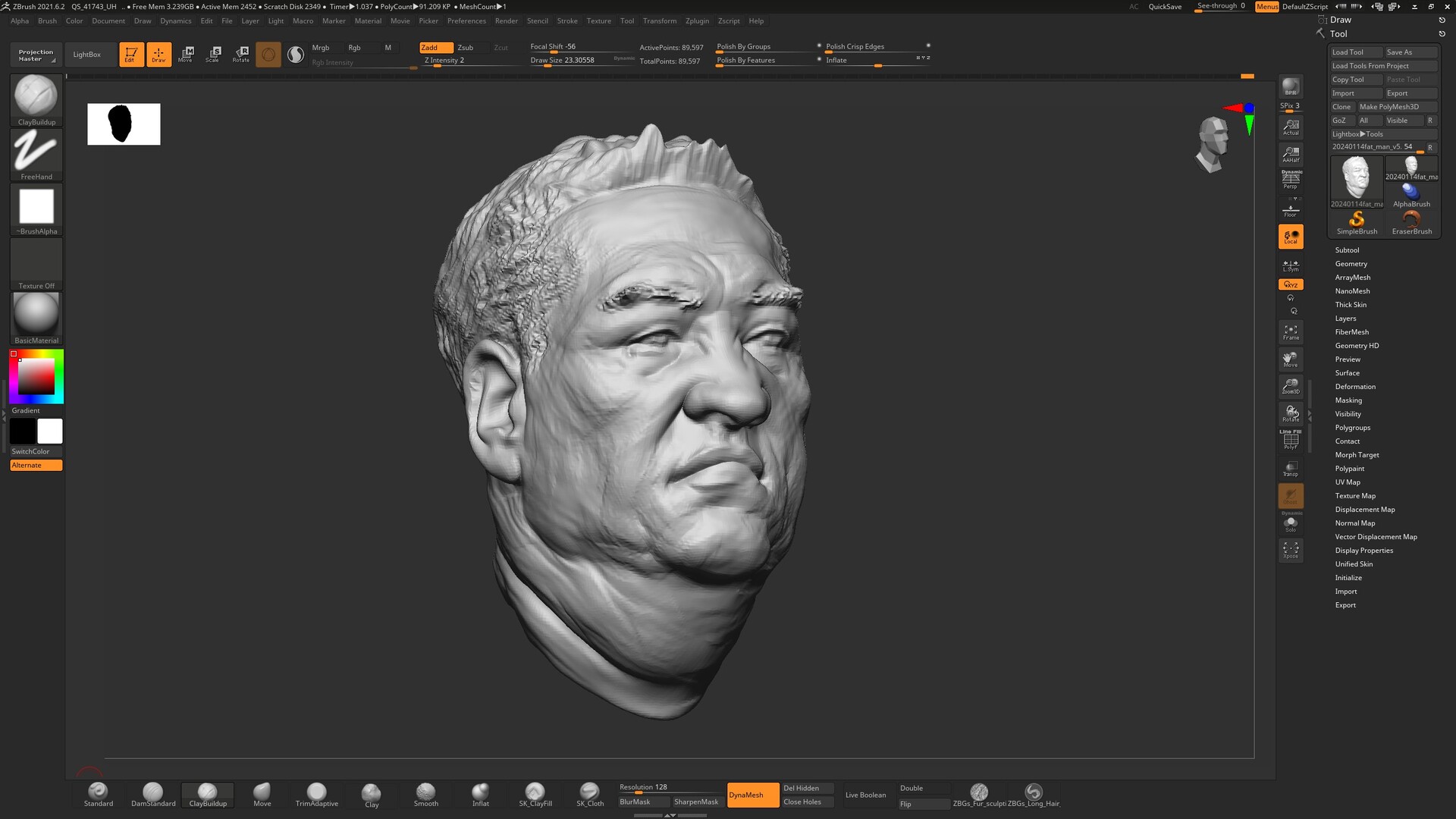 ArtStation - 3d modeling of girl change to fat men head sculpture time ...
