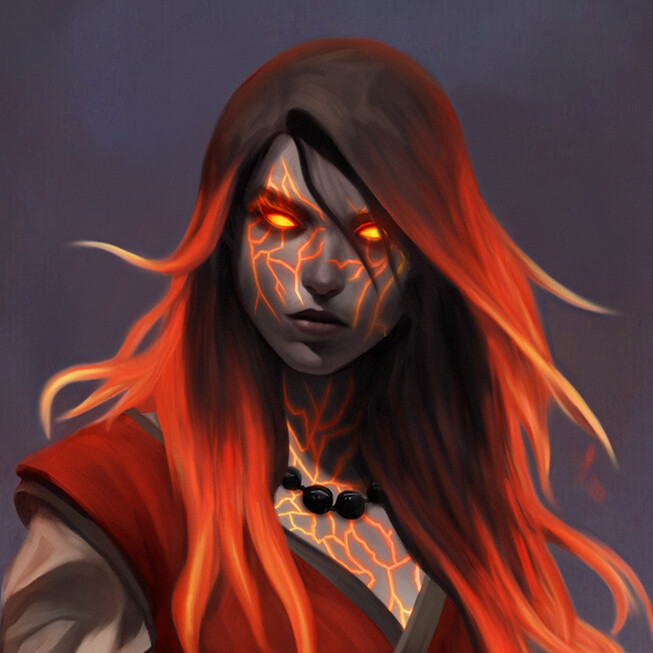 ArtStation - Kira Pōkolena'au, Fire Genasi Monk