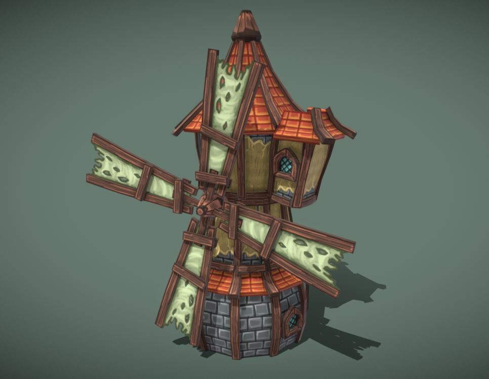 ArtStation - Whimsical Fantasy Windmill - Hand drawn textures