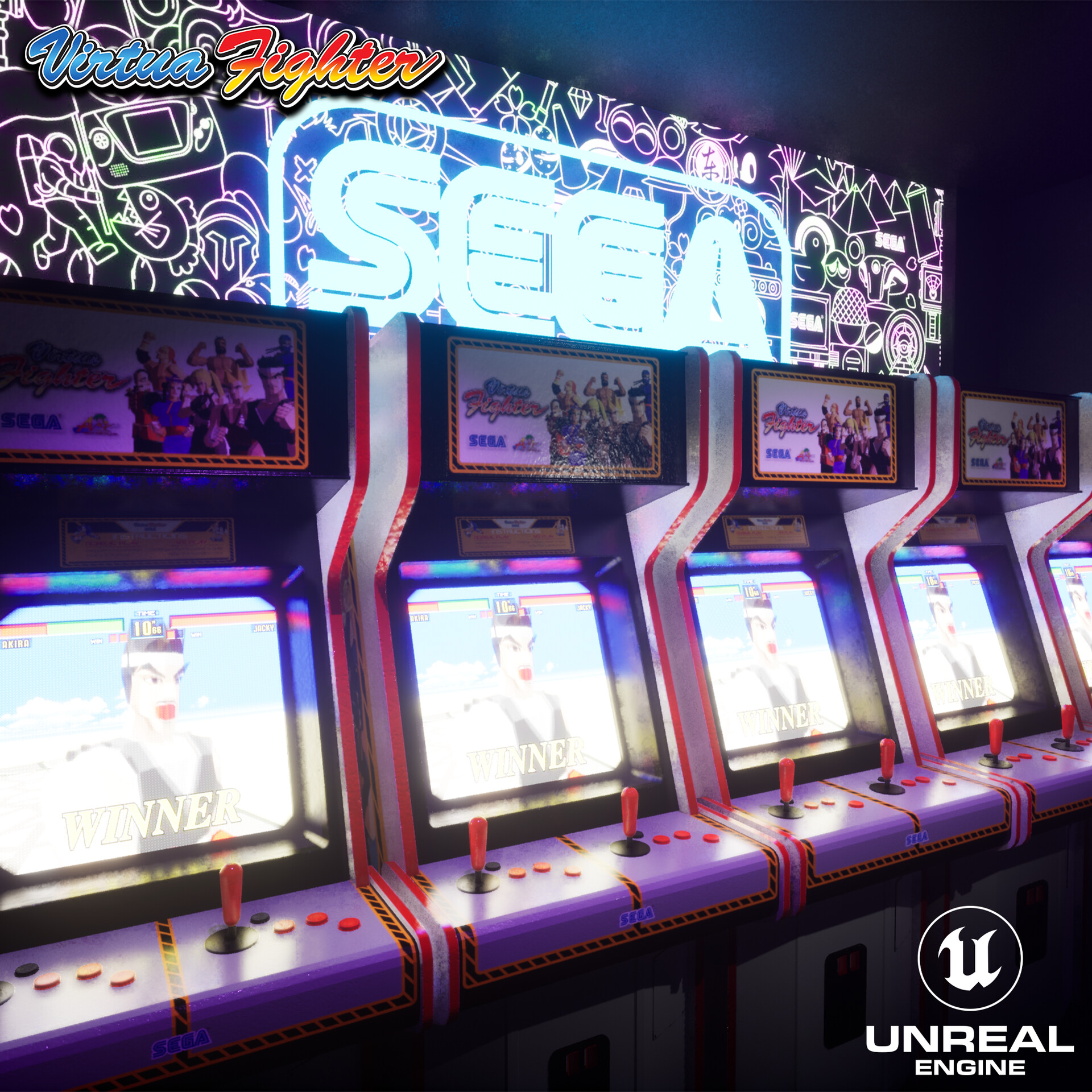 ArtStation - Virtua Fighter Arcade Cabinet (2 Player Cabinet Model)