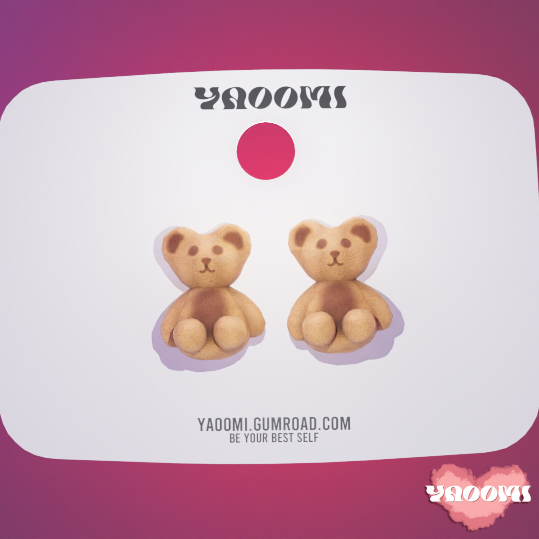 ArtStation - Cute Bear Earrings for VRChat