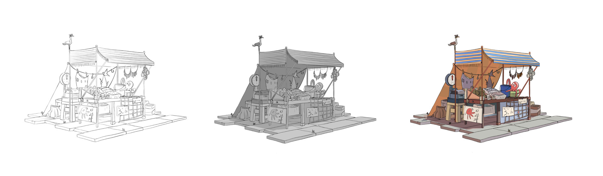 ArtStation - Fish Stand - Environment Study