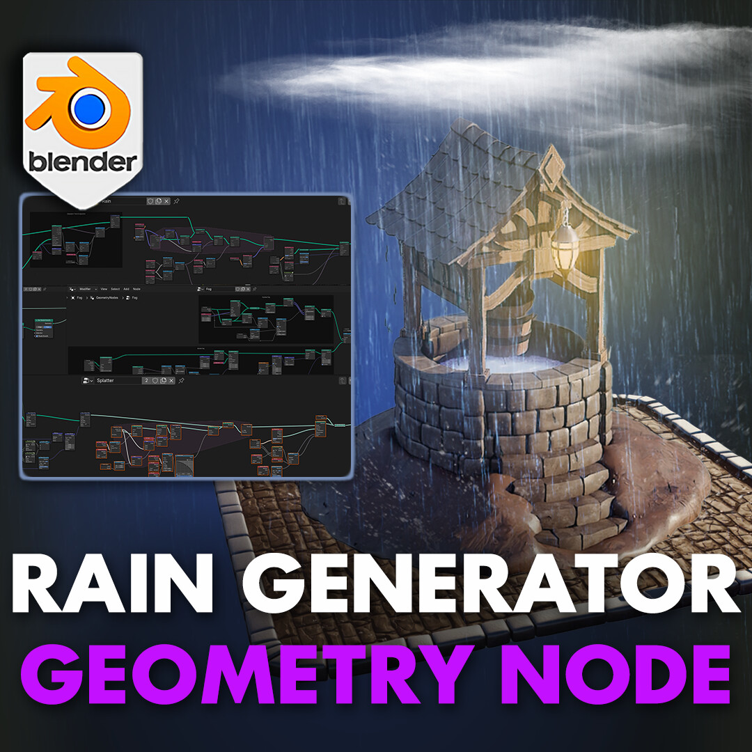 3D Tudor - Blender 4 Procedural Rain Geometry Node Pack