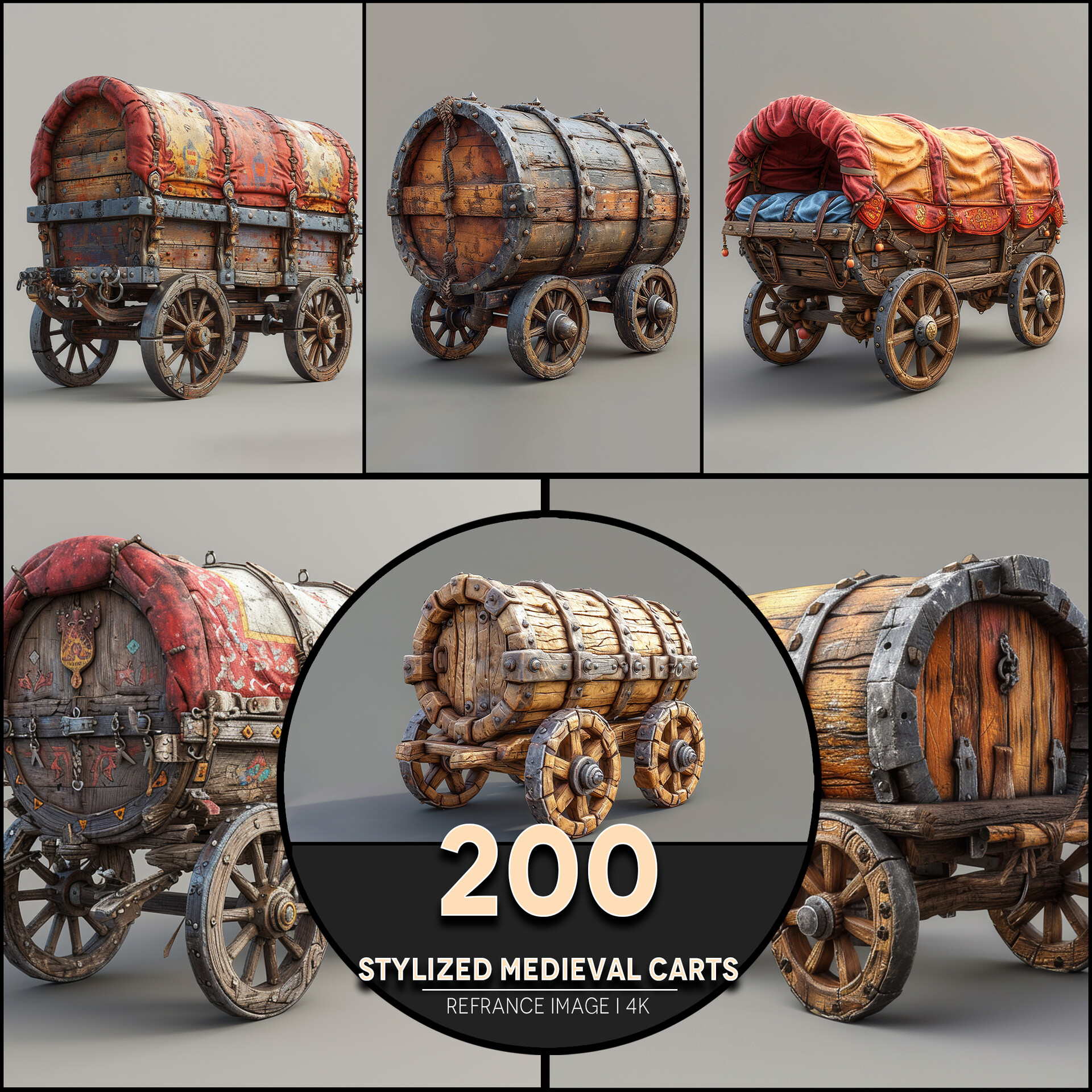 ArtStation - Stylized Medieval Carts 4K Reference/Concept Images