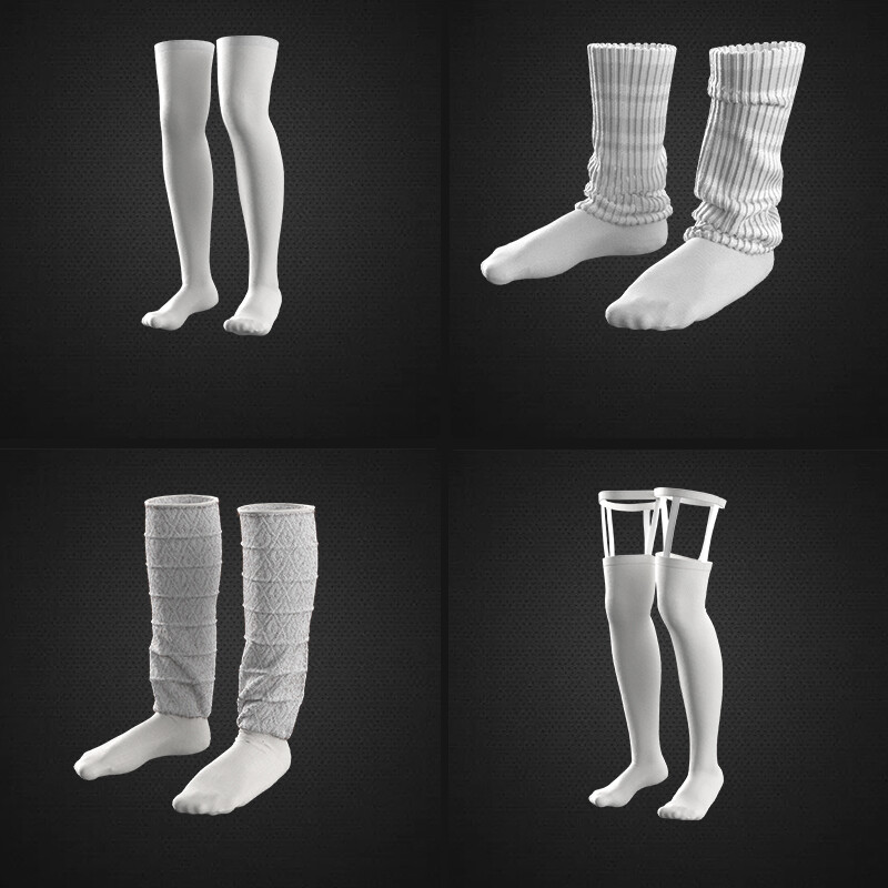 ArtStation - 17 BASIC WOMEN'S SOCKS / ZPRJ + OBJ + FBX / Marvelous + Clo3D