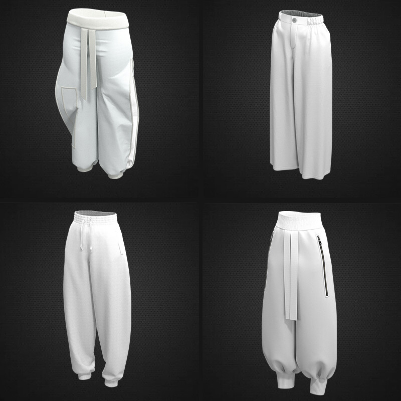 ArtStation - 17 BASIC WOMEN'S PANTS | Marvelous Designer / CLO3D + ZPRJ ...