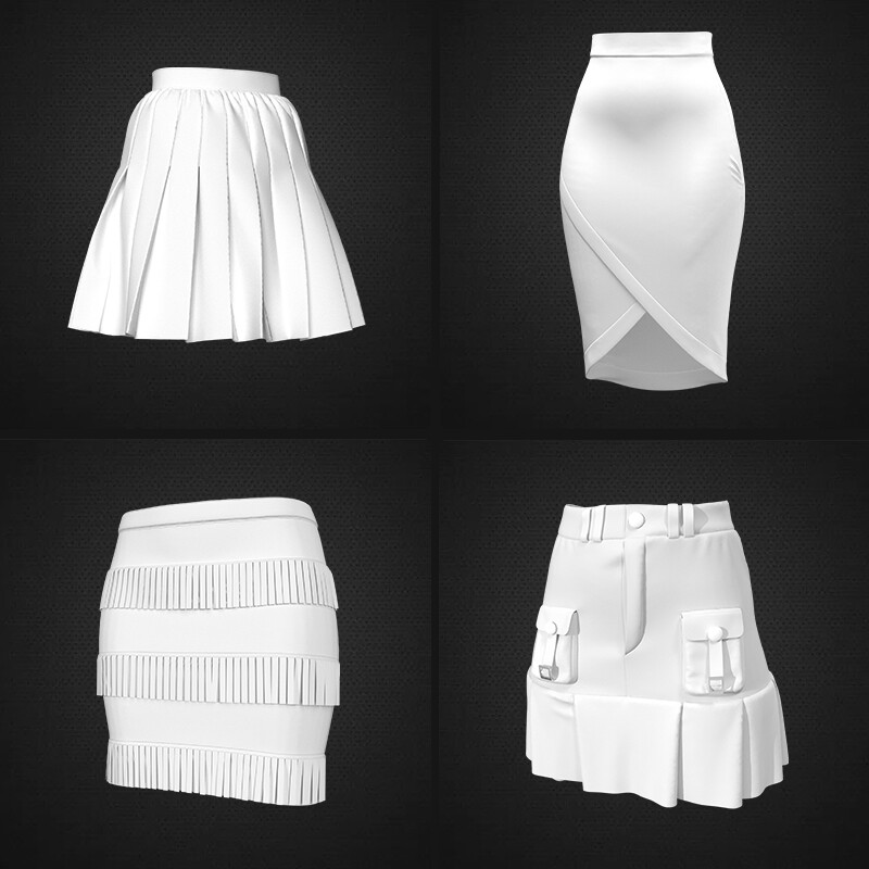 ArtStation - 17 BASIC WOMEN'S SKIRTS / ZPRJ + OBJ + FBX / Marvelous + Clo3d