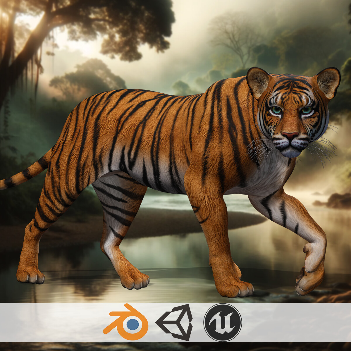 ArtStation - Tiger s Majesty Regal 3D Tiger Low-poly 3D model