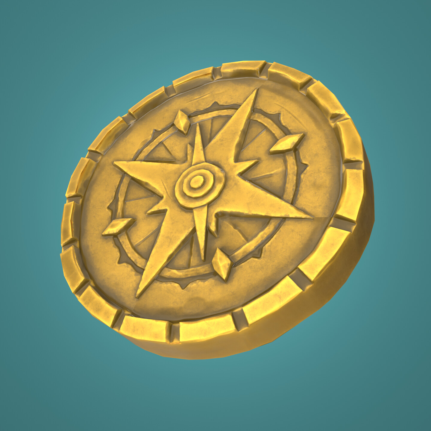 ArtStation - Stylized Compass Gold Coin
