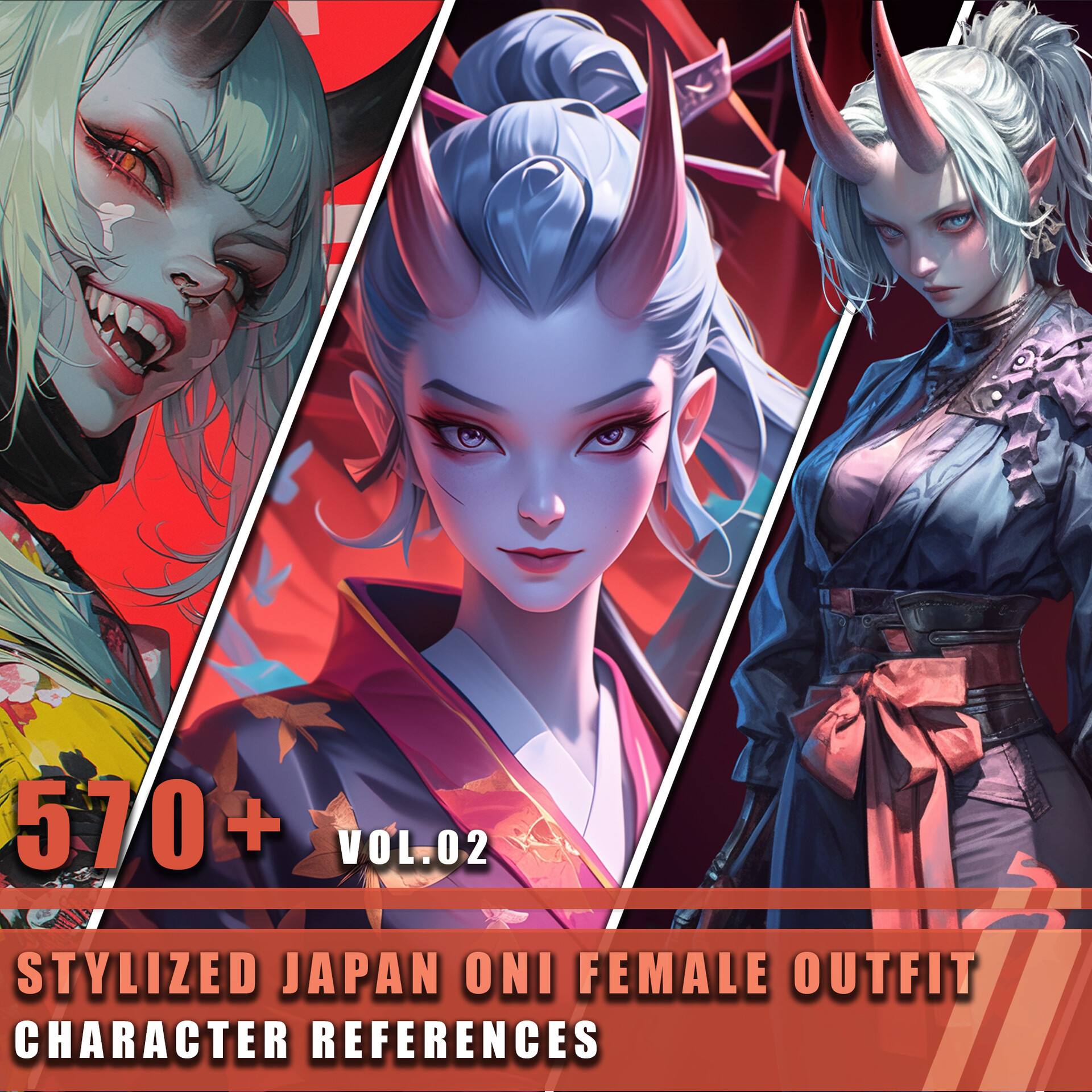 ArtStation - 570+ Stylized Japan Oni Female Outfit - Character ...