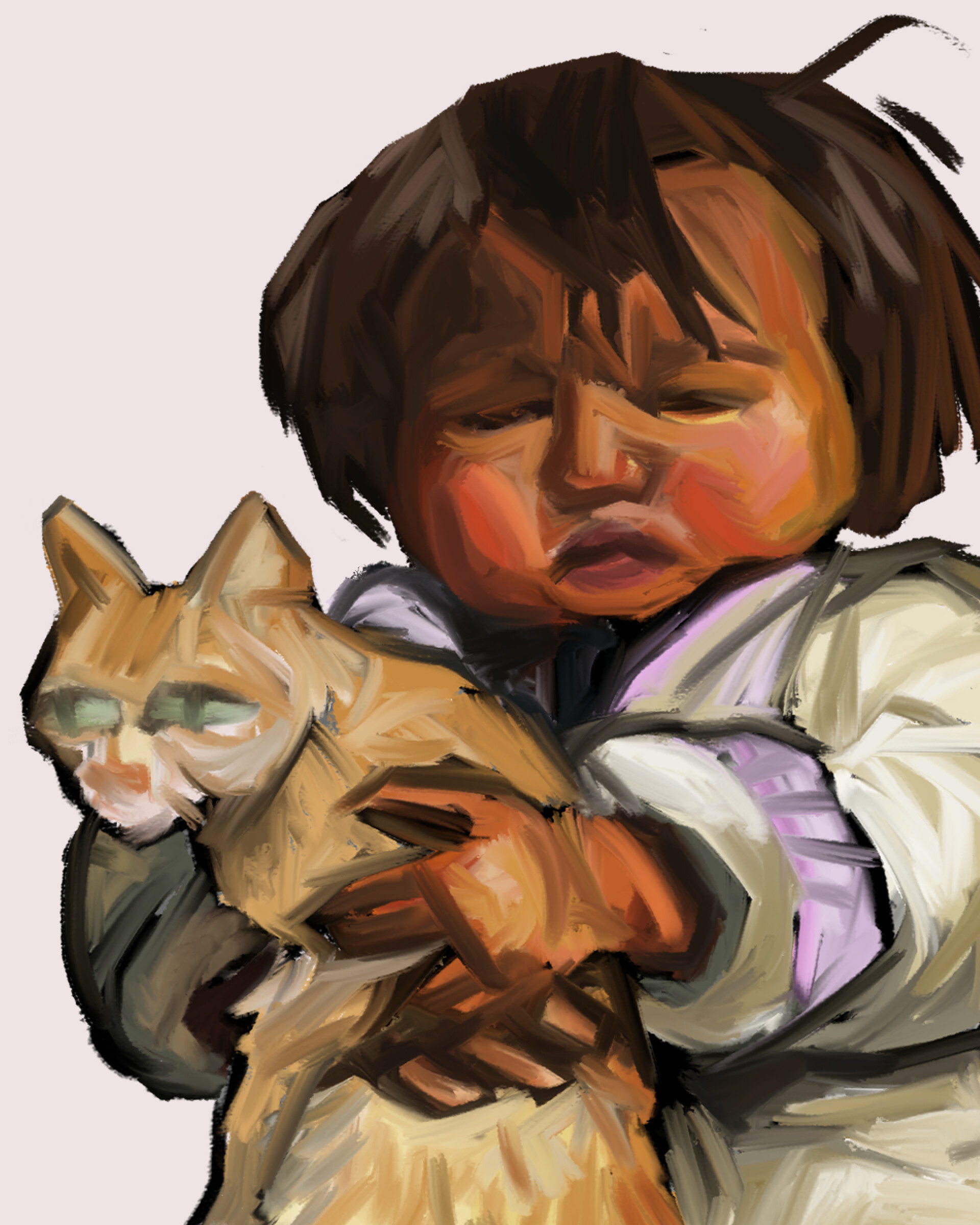 ArtStation - Kid with Cat Character Practice
