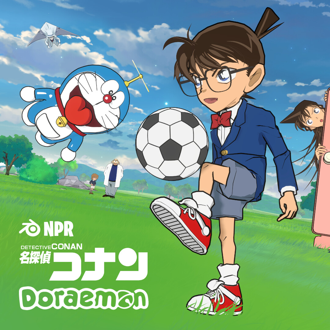 ArtStation - 3D Animated Detective Conan & Doraemon | Blender NPR Fanart