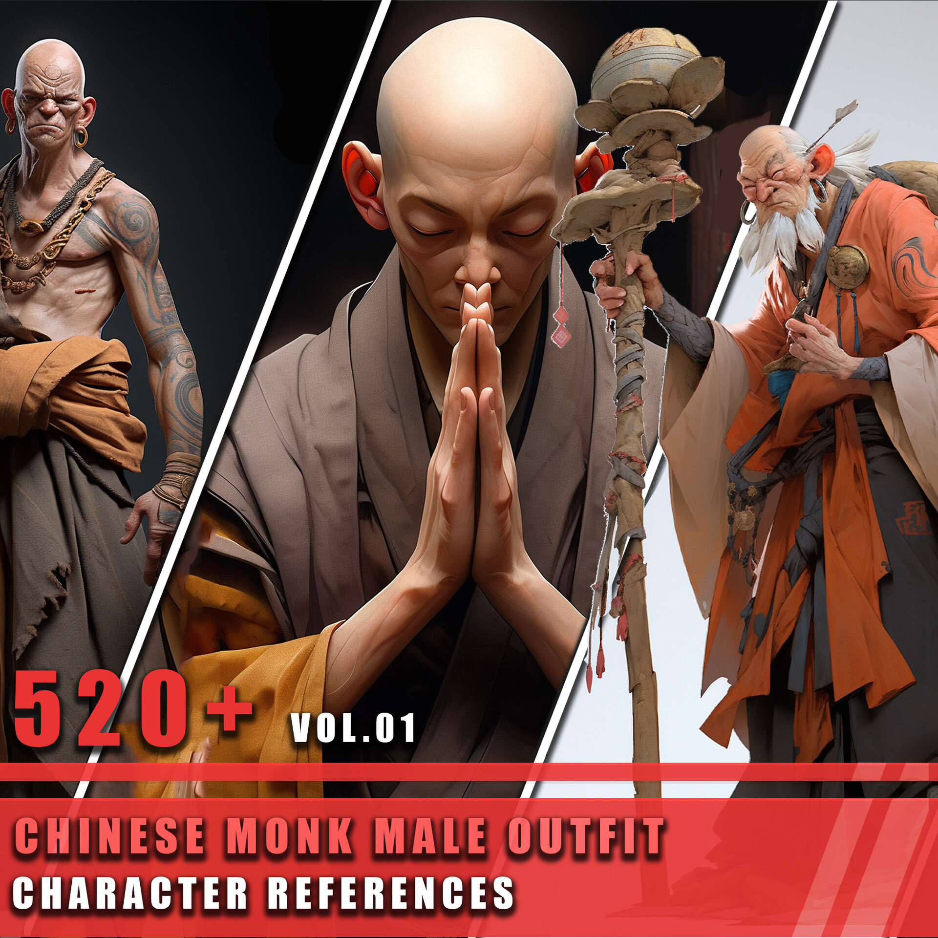 ArtStation - 520+ Chinese Monk Male Outfit - Character References Vol.01