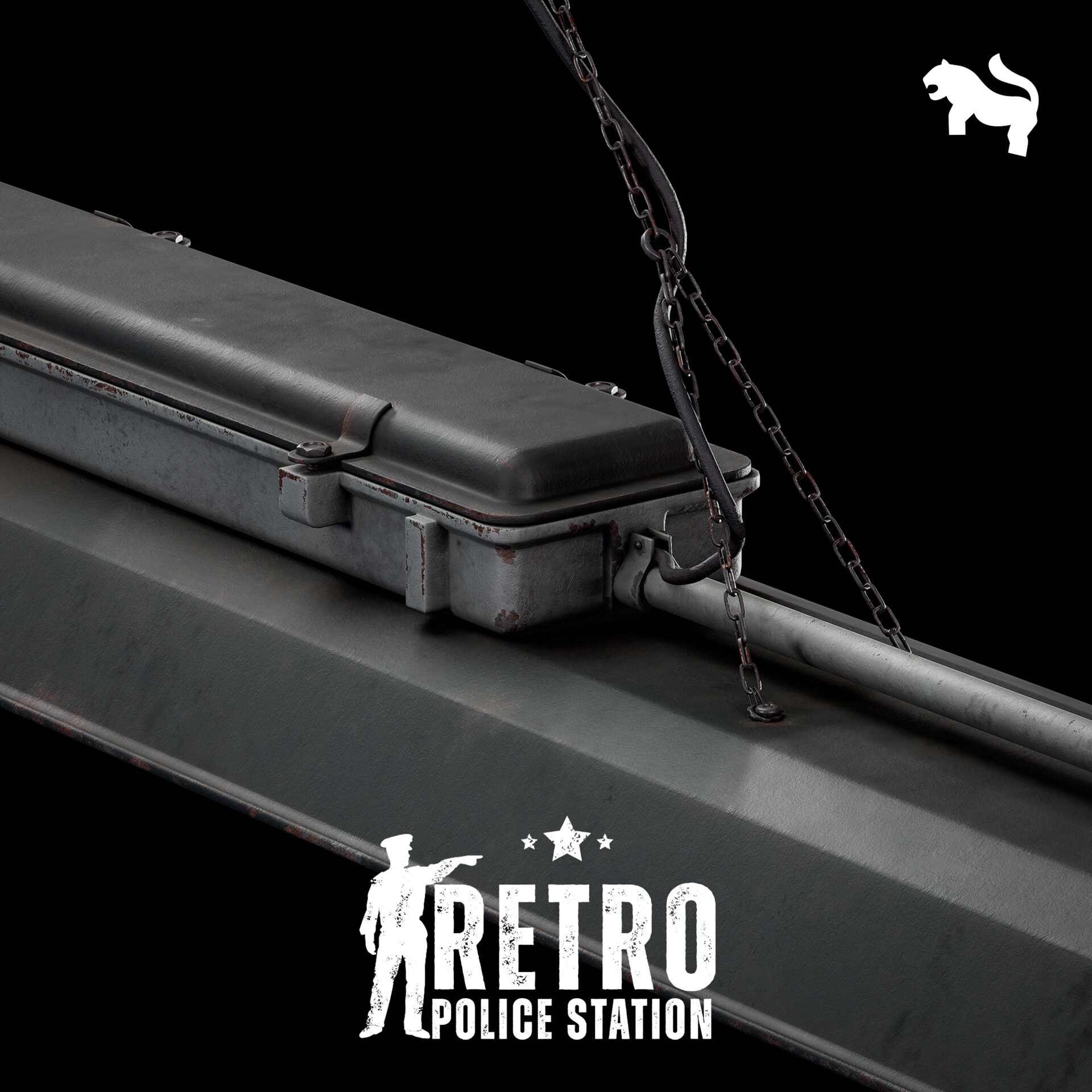 ArtStation - Retro Police Station - Fluorescent Ceiling Lamp