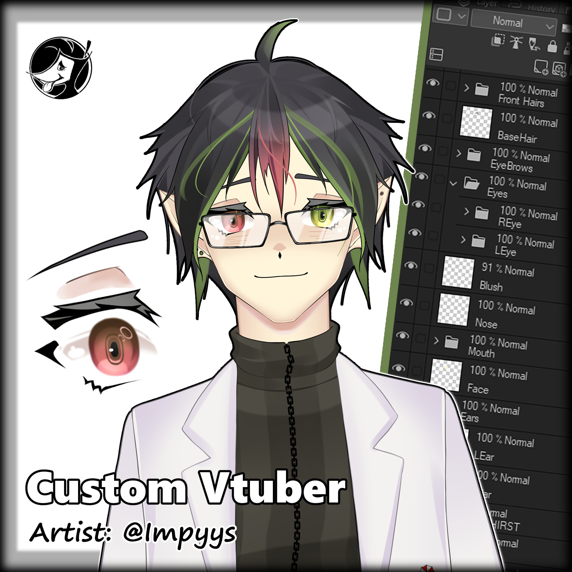 ArtStation - half Body Vtuber Model with Clothing Swap.