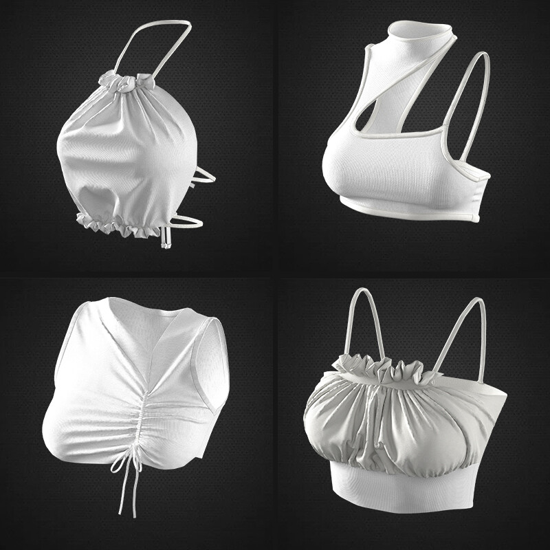 ArtStation - 17 Basic Women's Croptop Collection / ZPRJ + OBJ + FBX / Marvelous + Clo3d