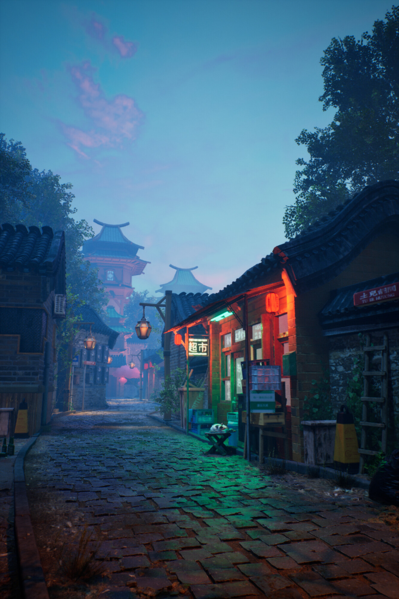 ArtStation - Hutong street Relighting.