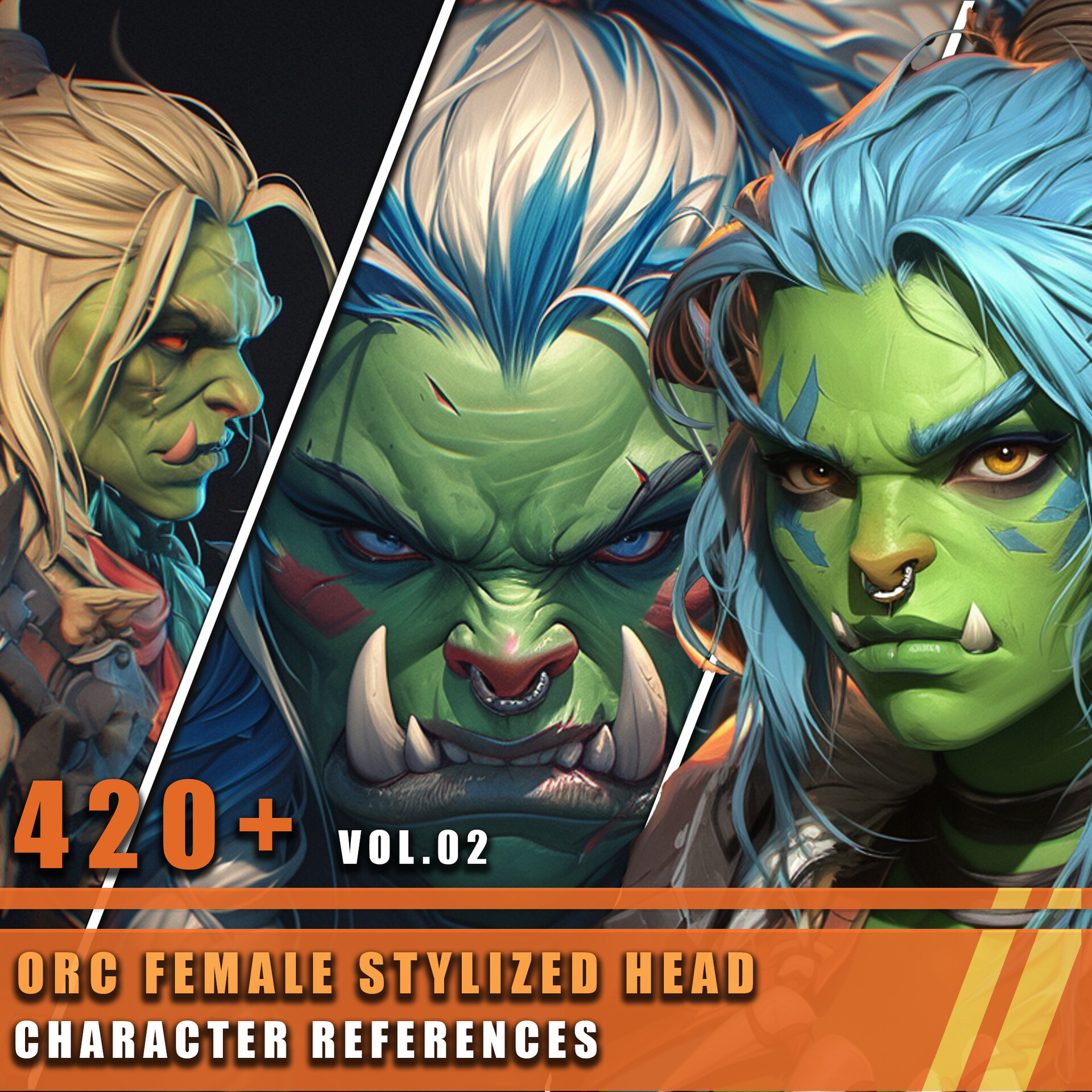 ArtStation - 420+ Orc Female Stylized Head - Character References Vol.02