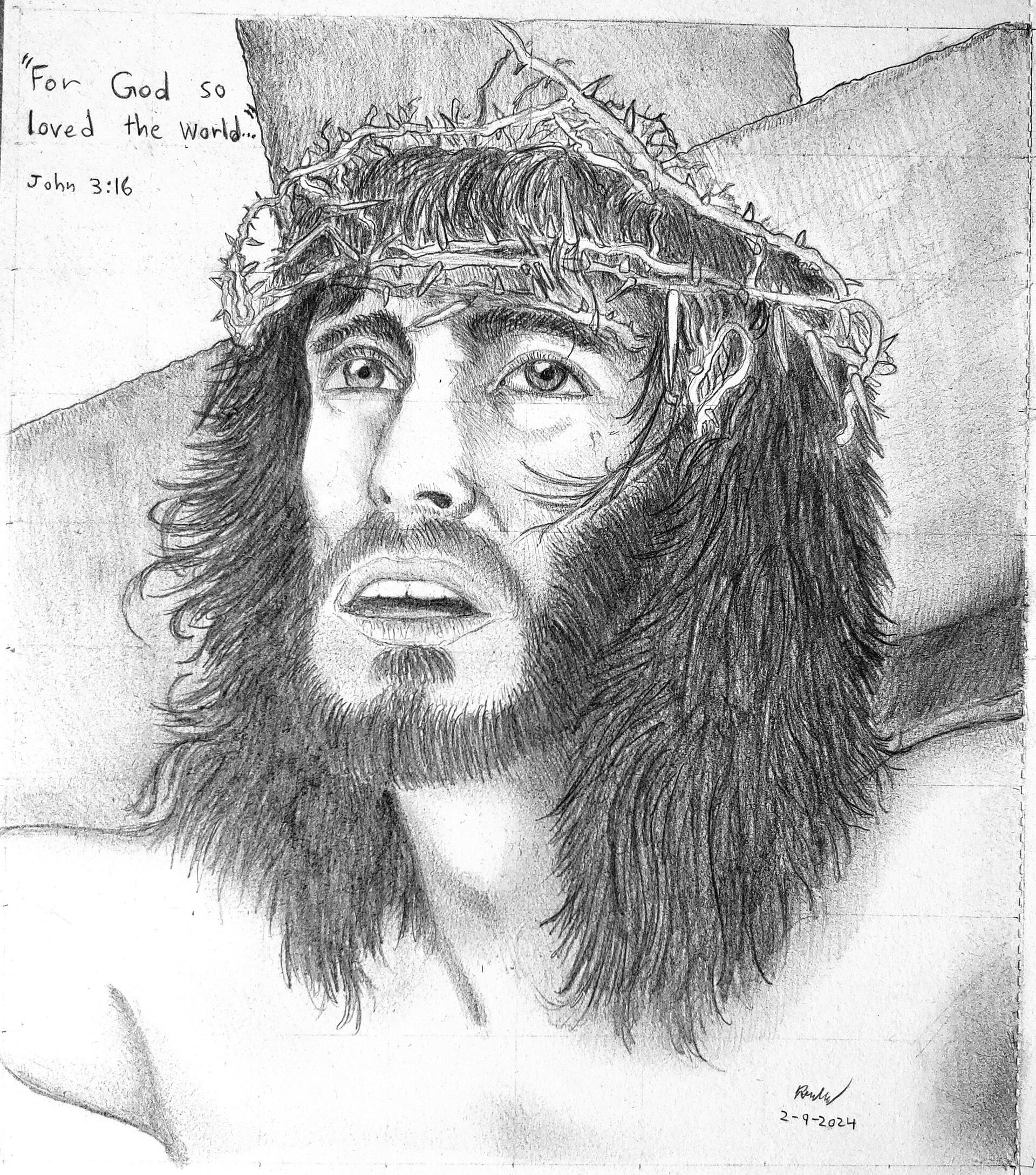 ArtStation - “For God so Loved the World” Jesus Christ Portrait Drawing ...