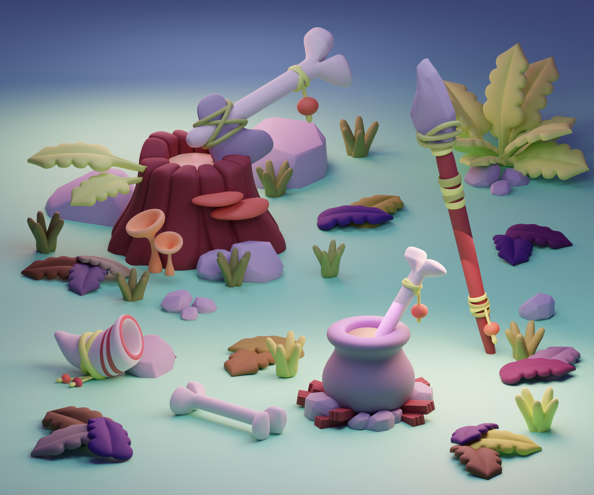 ArtStation - 3D Modeling - Stone Age Props