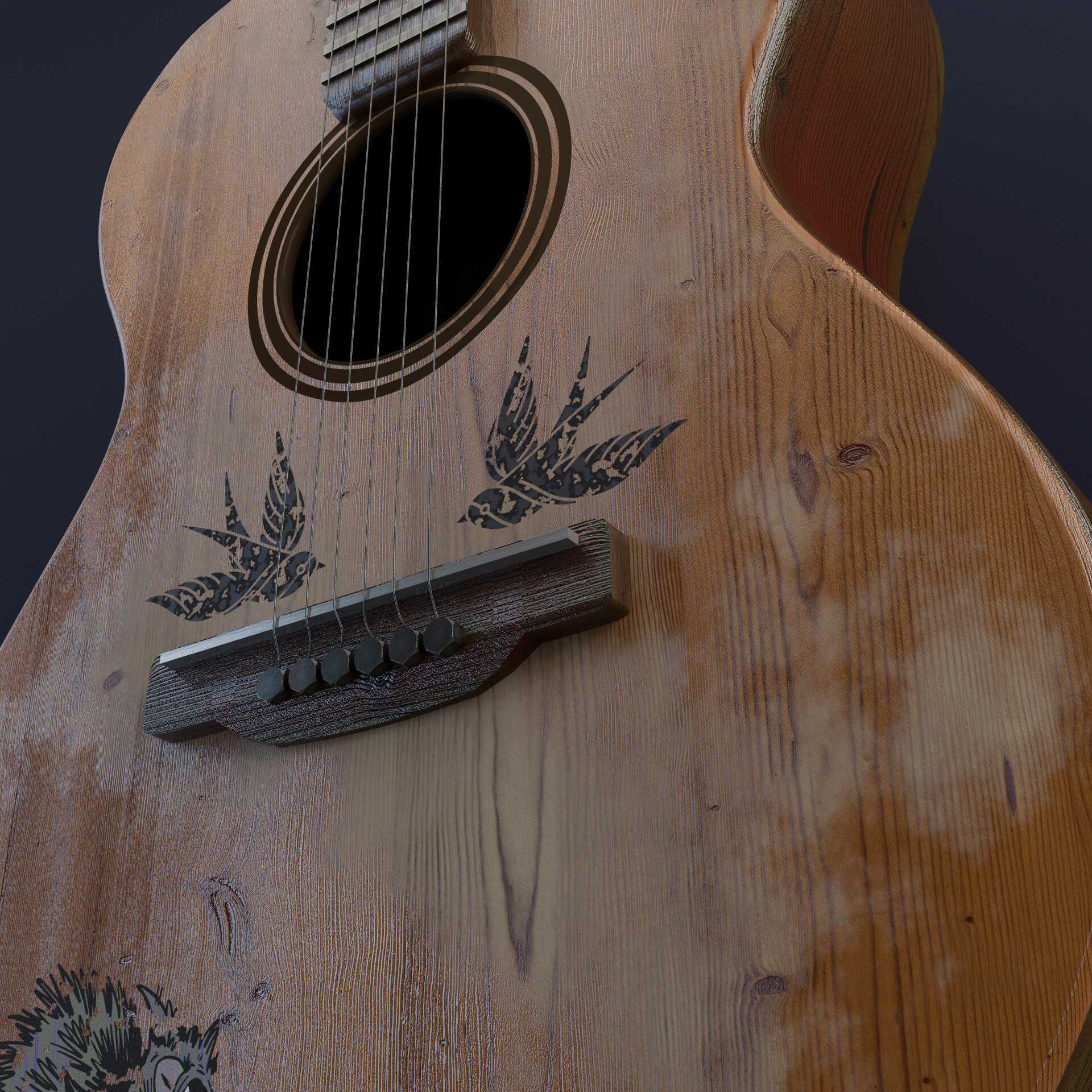 ArtStation - Acoustic Guitar - Worn Finish
