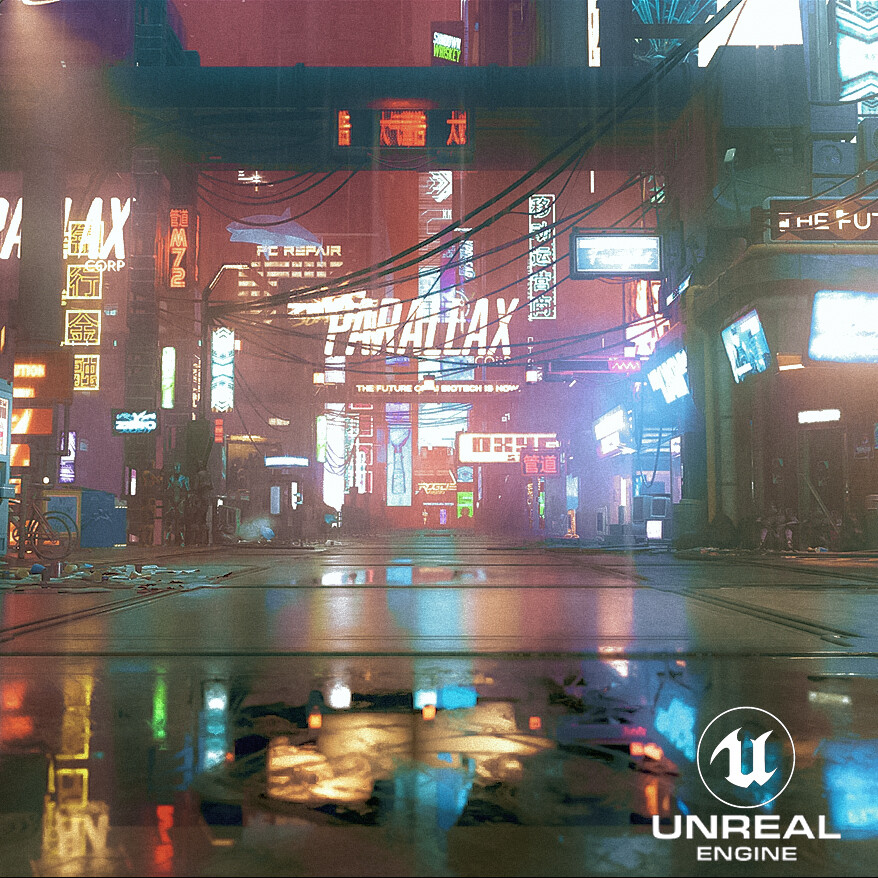 ArtStation - UE5赛博朋克街道（UE5-Cyberpunk- street）