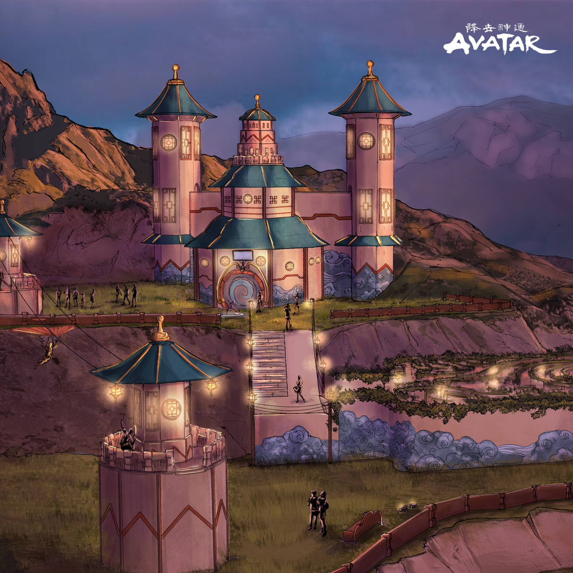 ArtStation - Concept Illustration - Sky Maze Avatar Theme Park