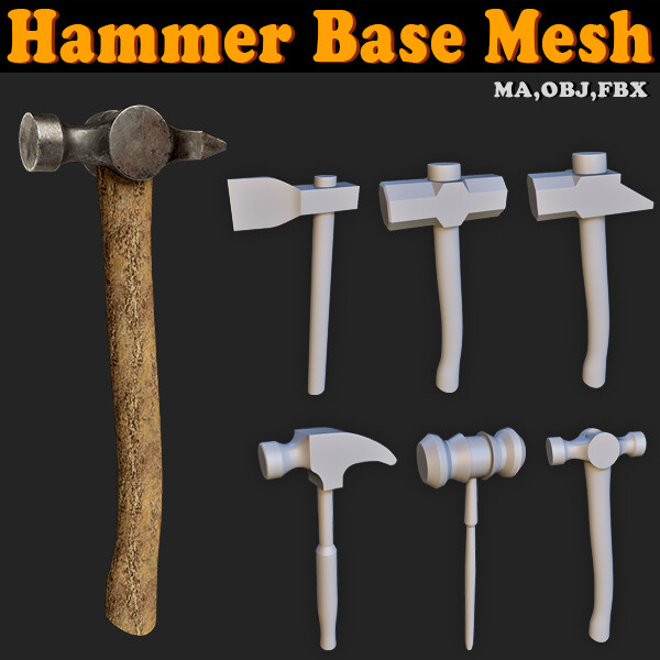 ArtStation - 25 Hammer Base Mesh