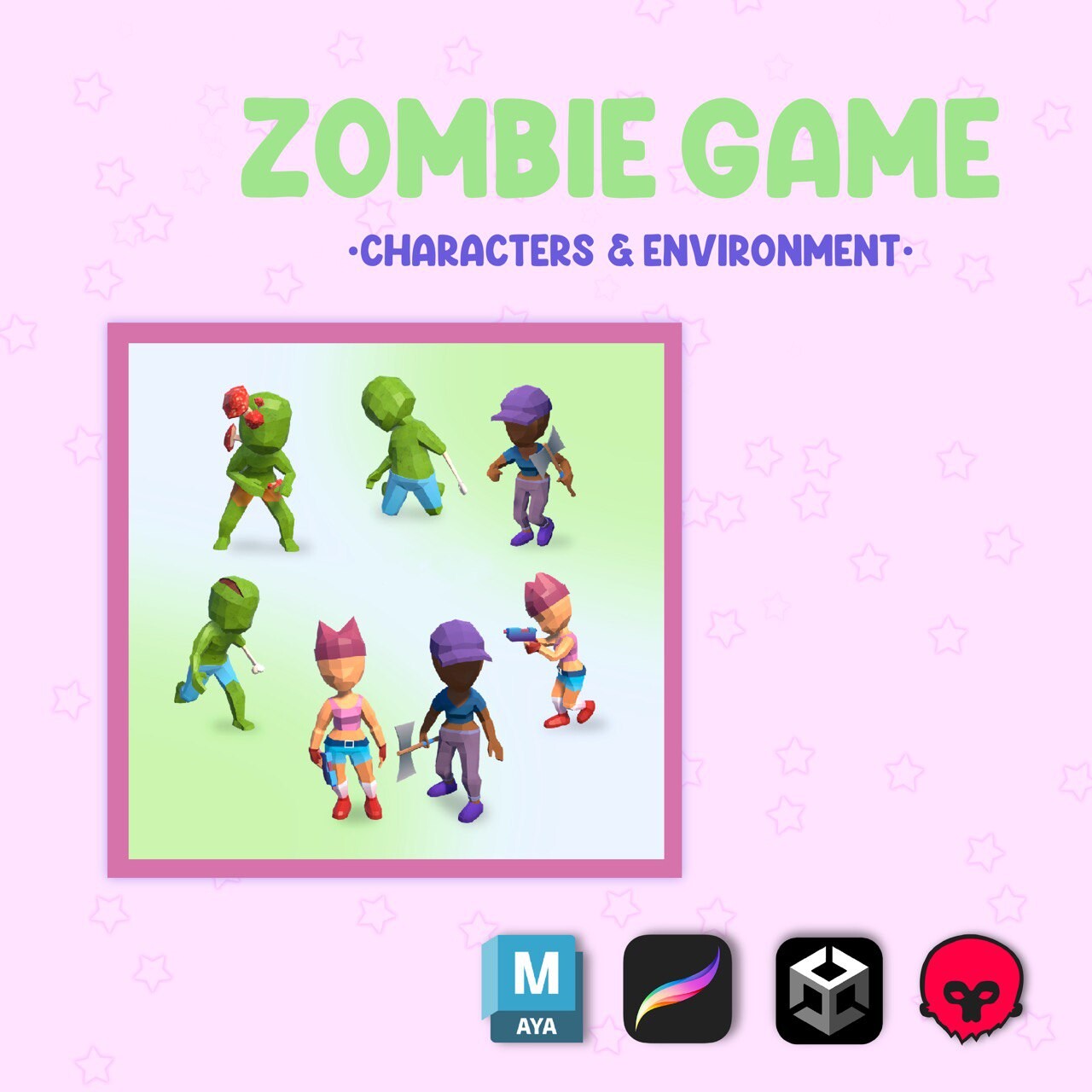 ArtStation - Low Poly Zombie Game Characters