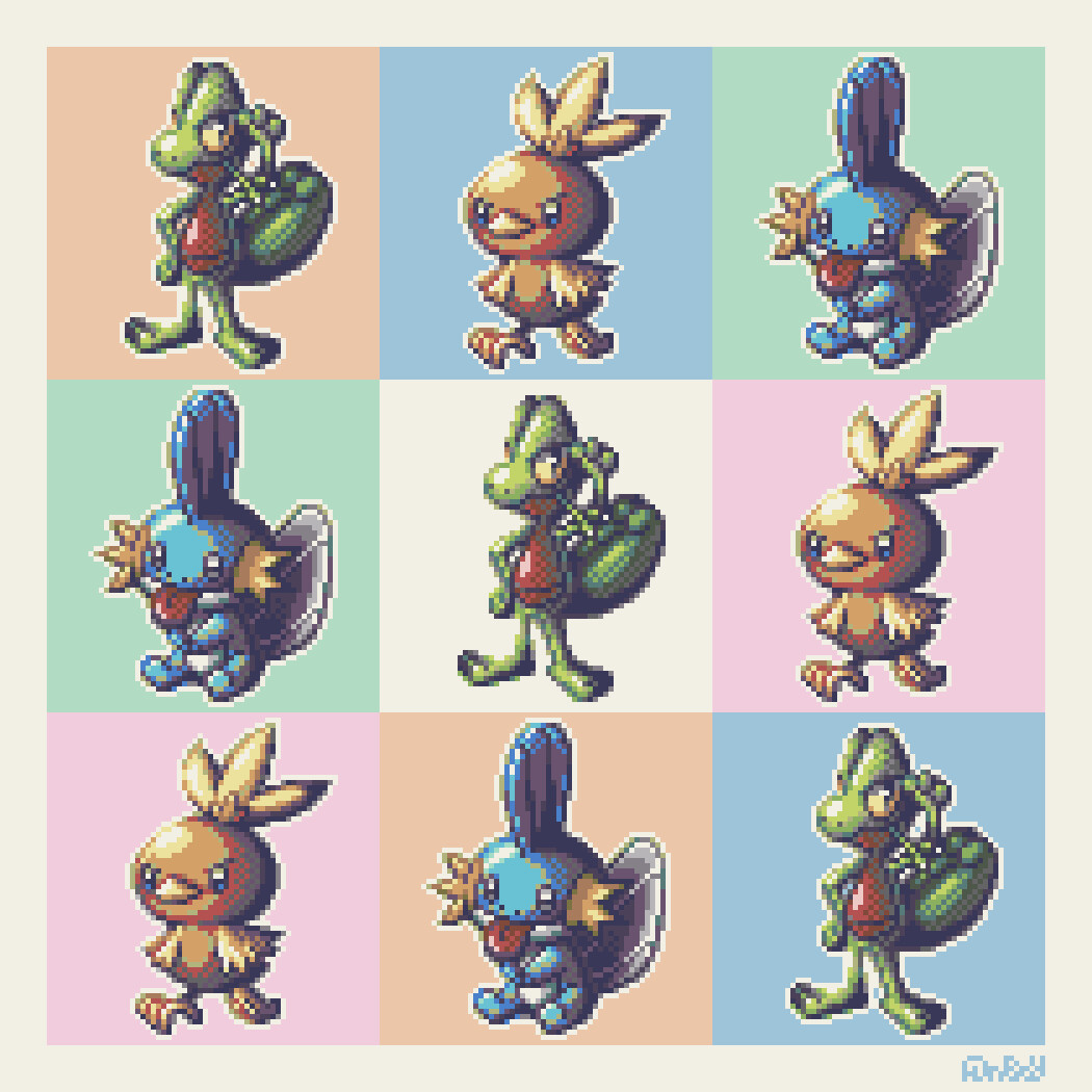 ArtStation - Pokémon 3rd Gen Starters Fan art