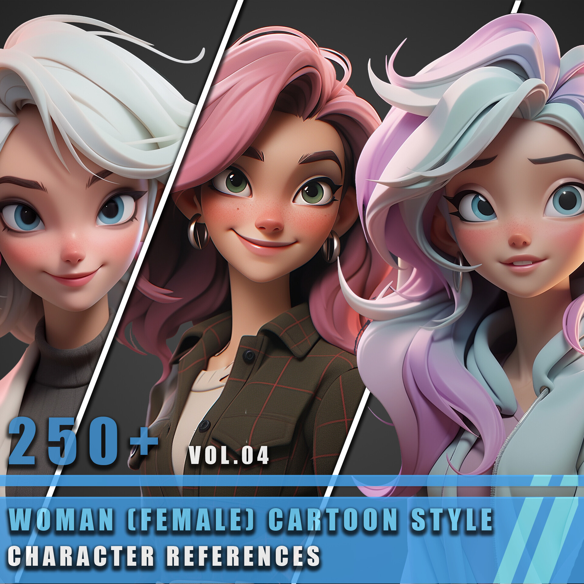 ArtStation - 250+ Woman Female Cartoon Style - Character References Vol.04