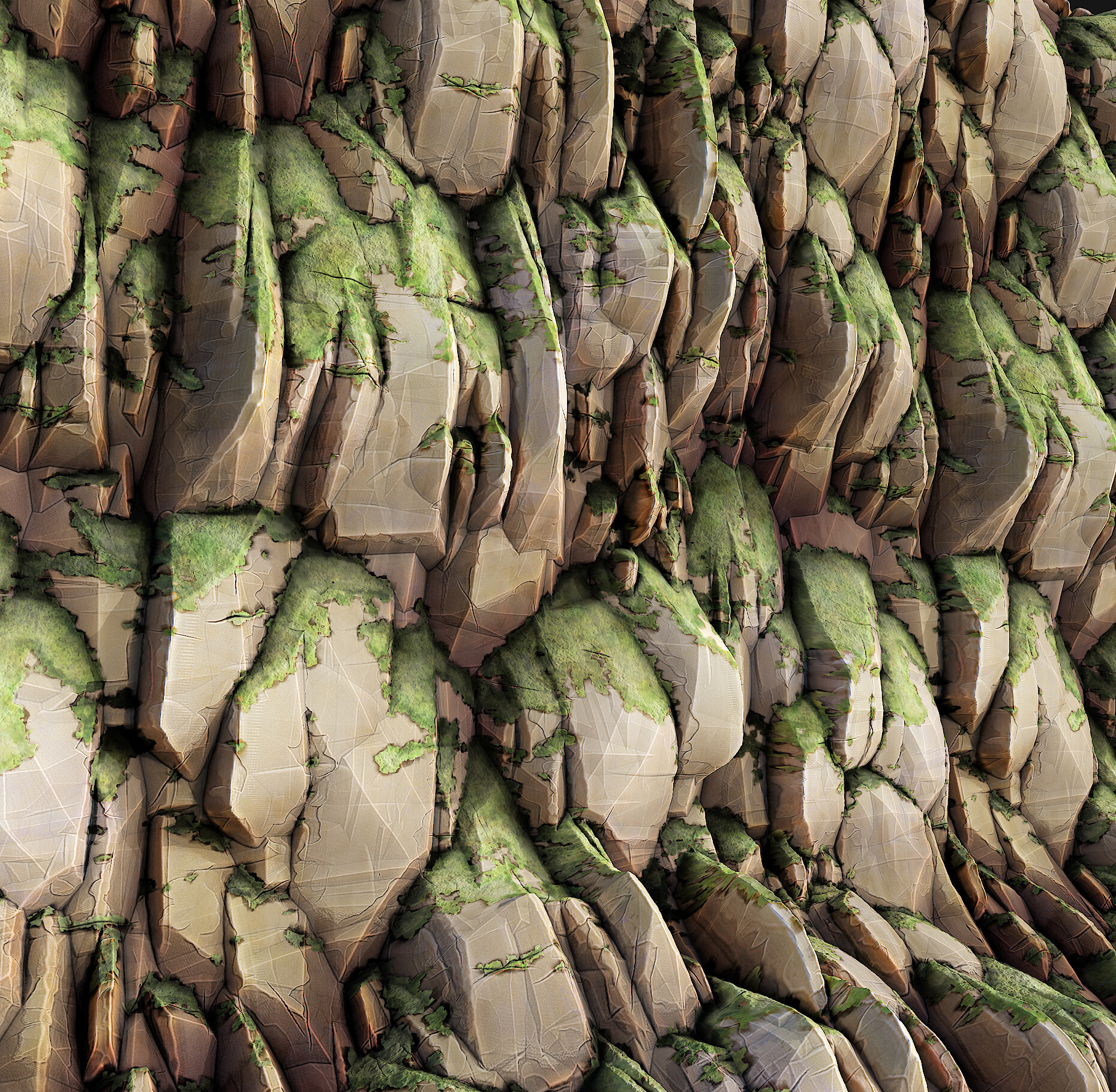 ArtStation - Stylized Tiled Cliff