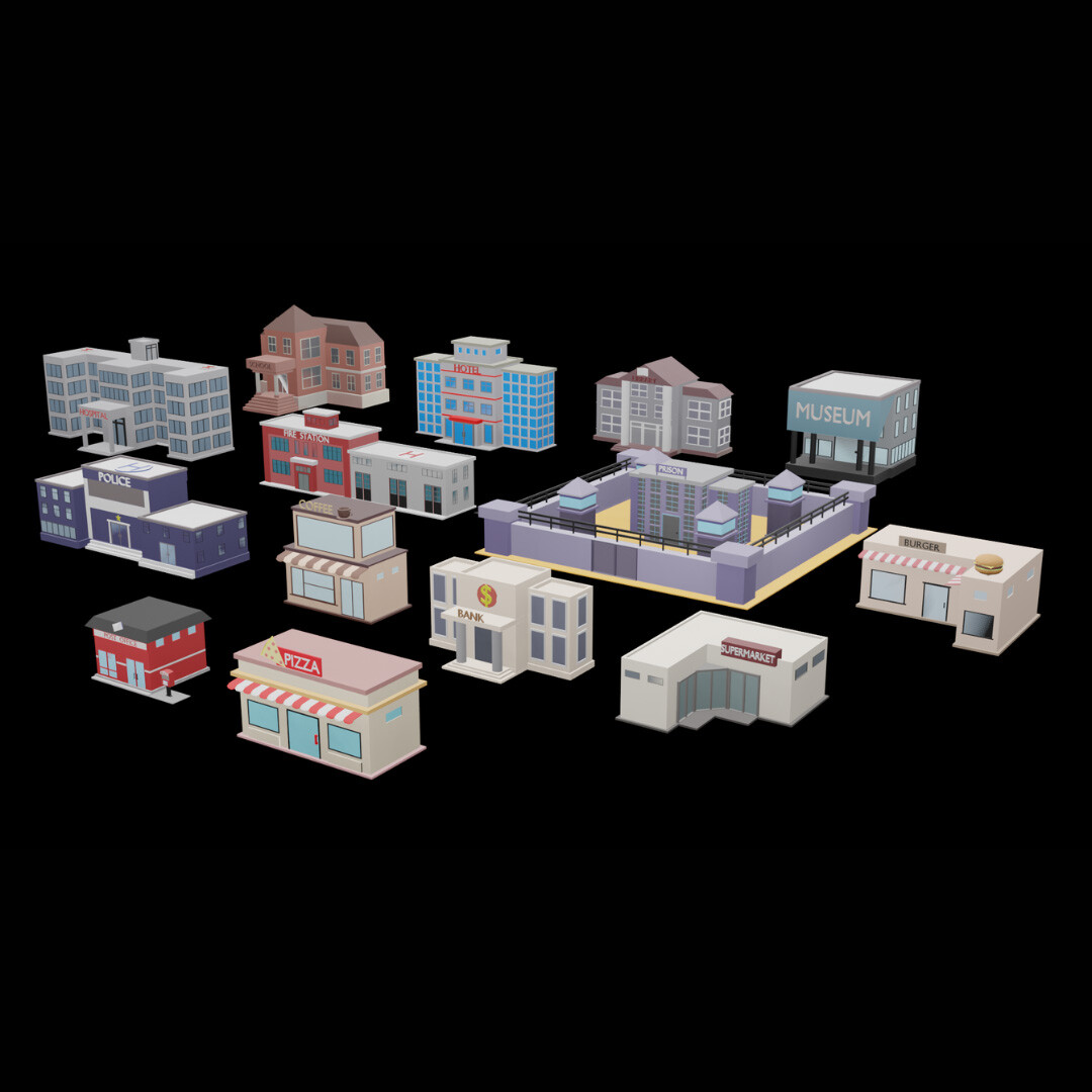ArtStation - LOW POLY BUILDINGS