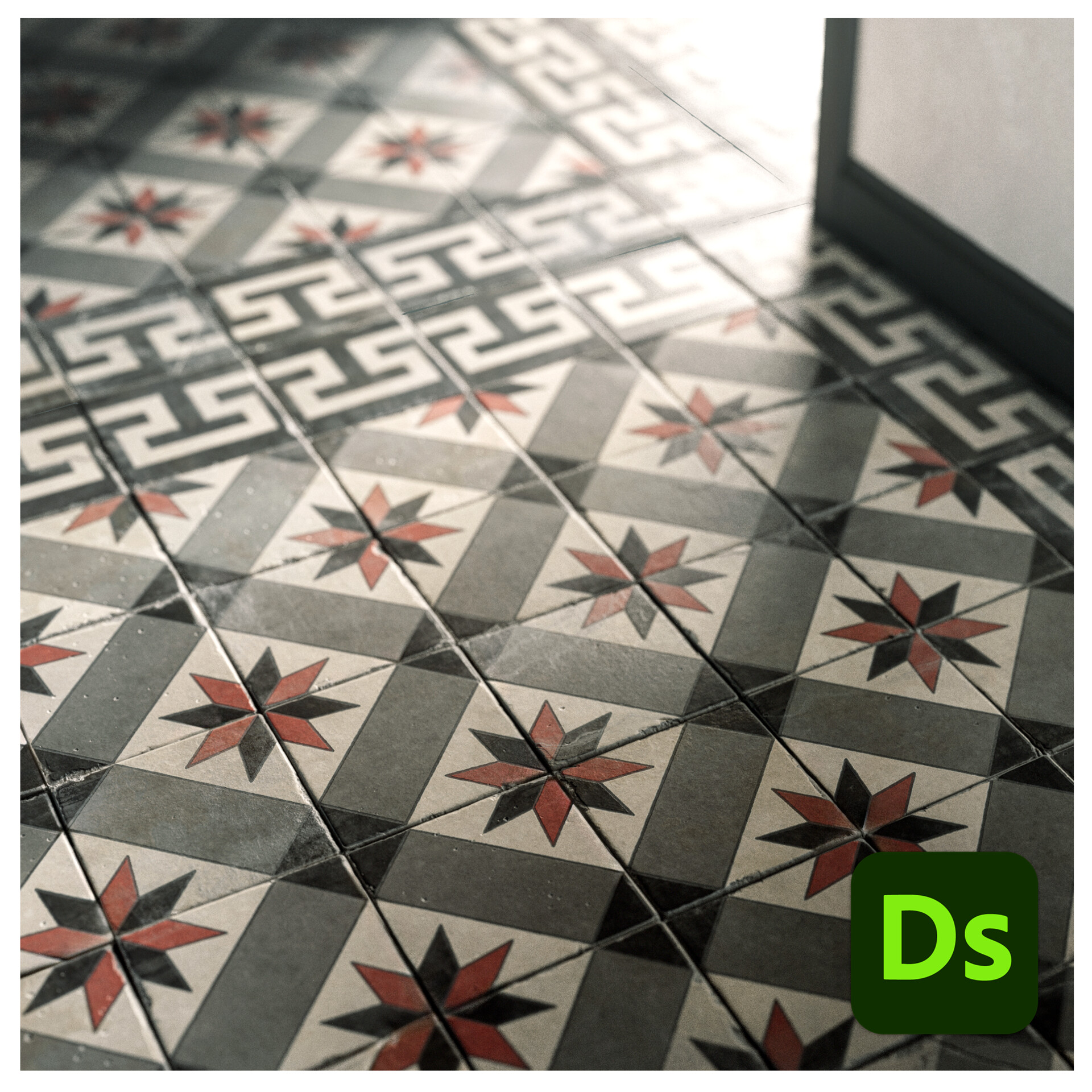 ArtStation - Red Cement Tiles Material