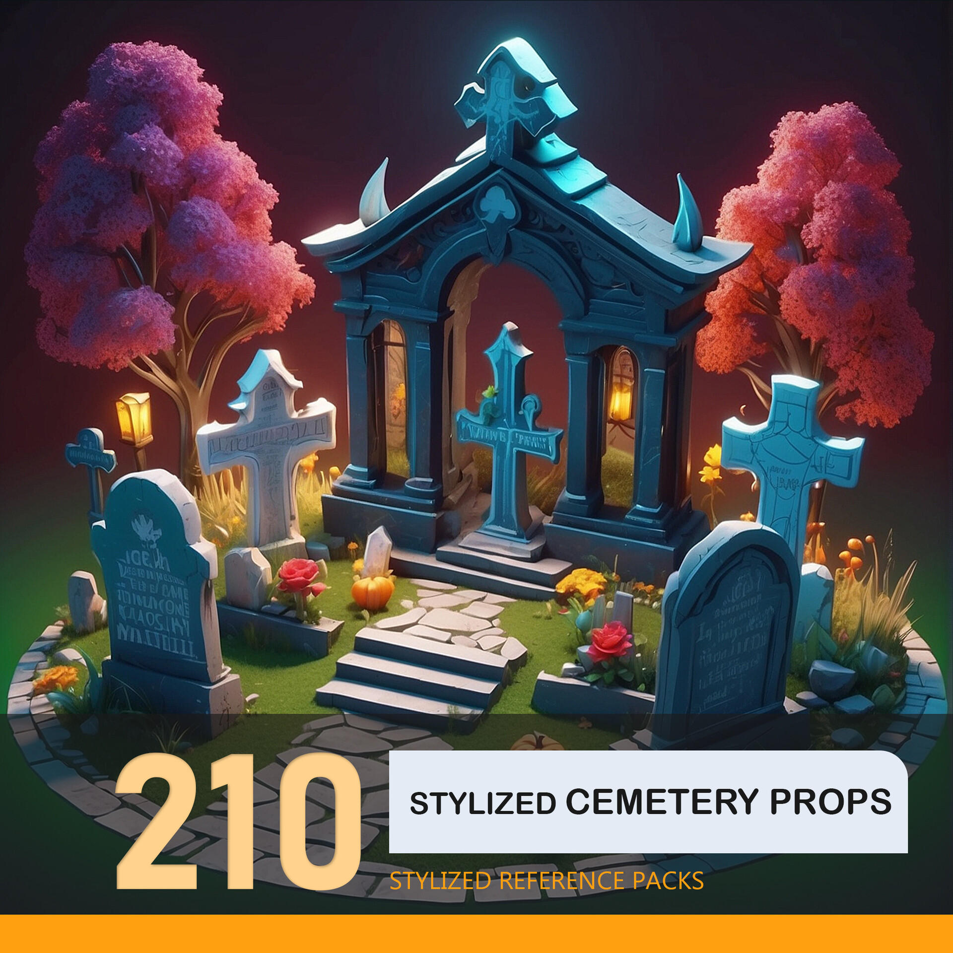 ArtStation - Stylized Cemetery Props-4K-Stylized References Pack