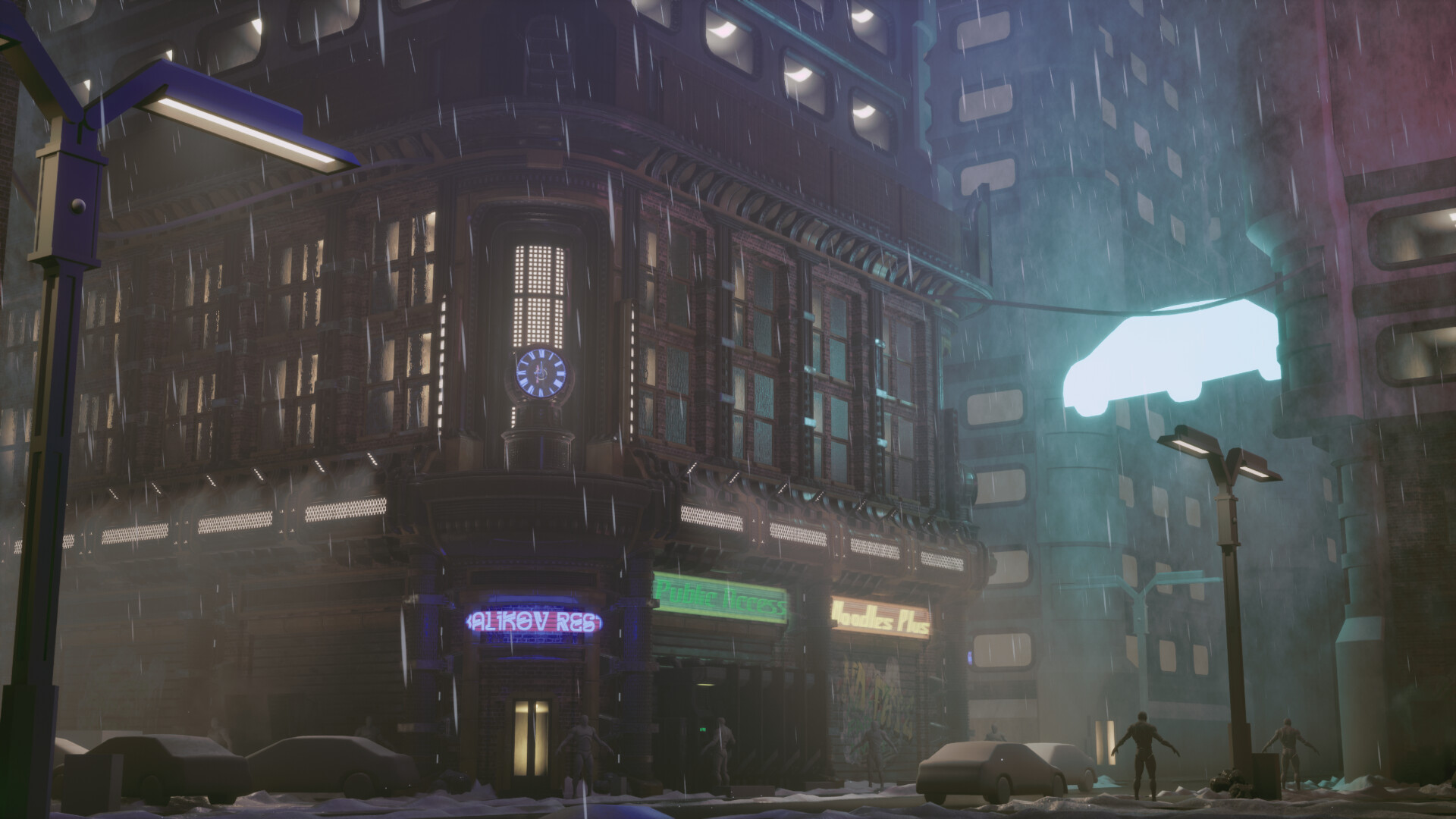 ArtStation - Balikov Rest: Cyberpunk street environment (WIP)