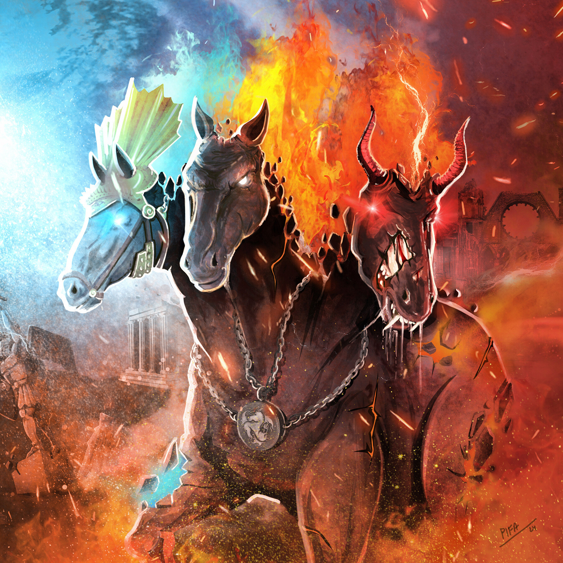 ArtStation - Epic three-headed horse