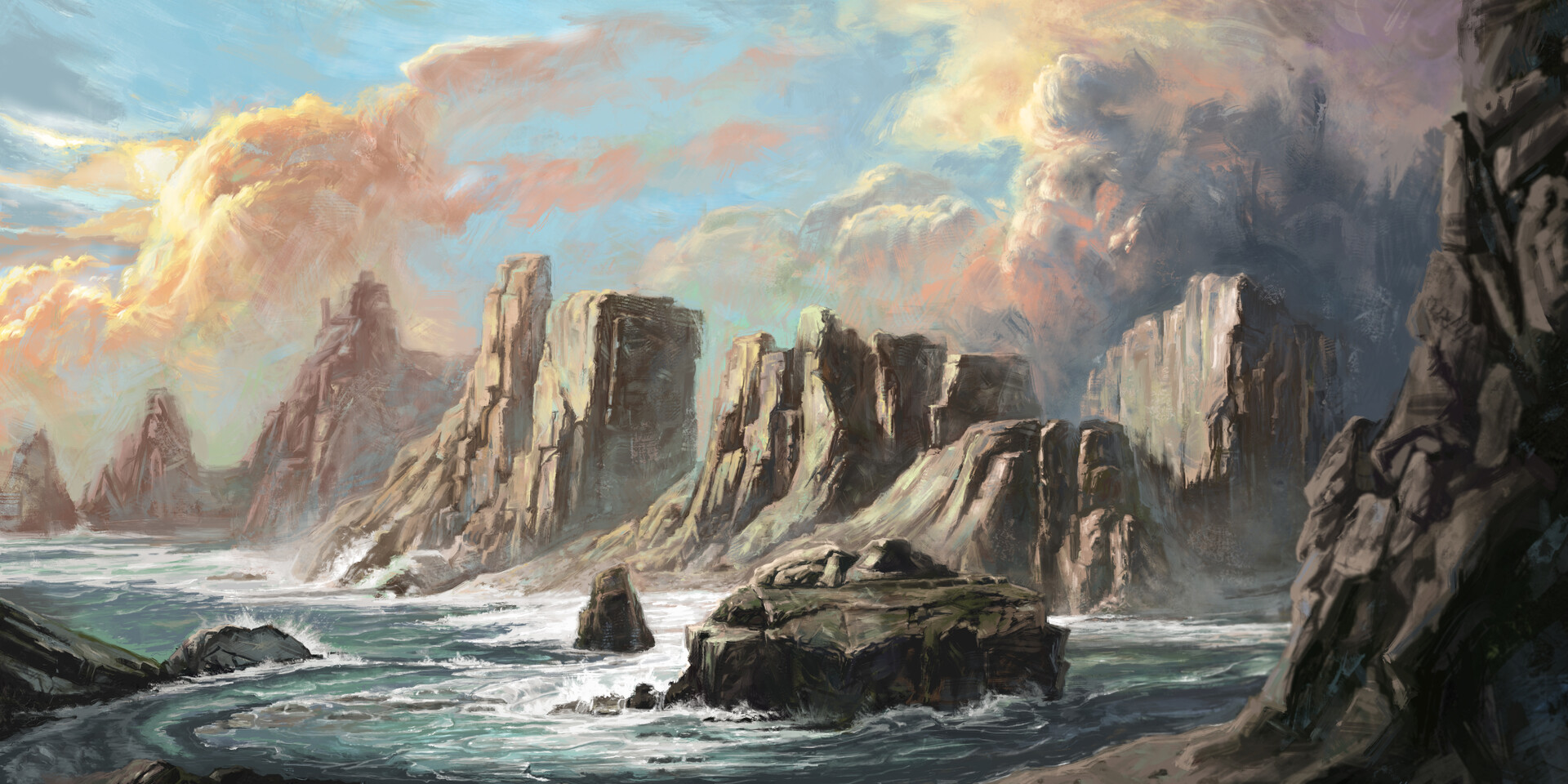 ArtStation - Background drawing practice / 배경원화 연습