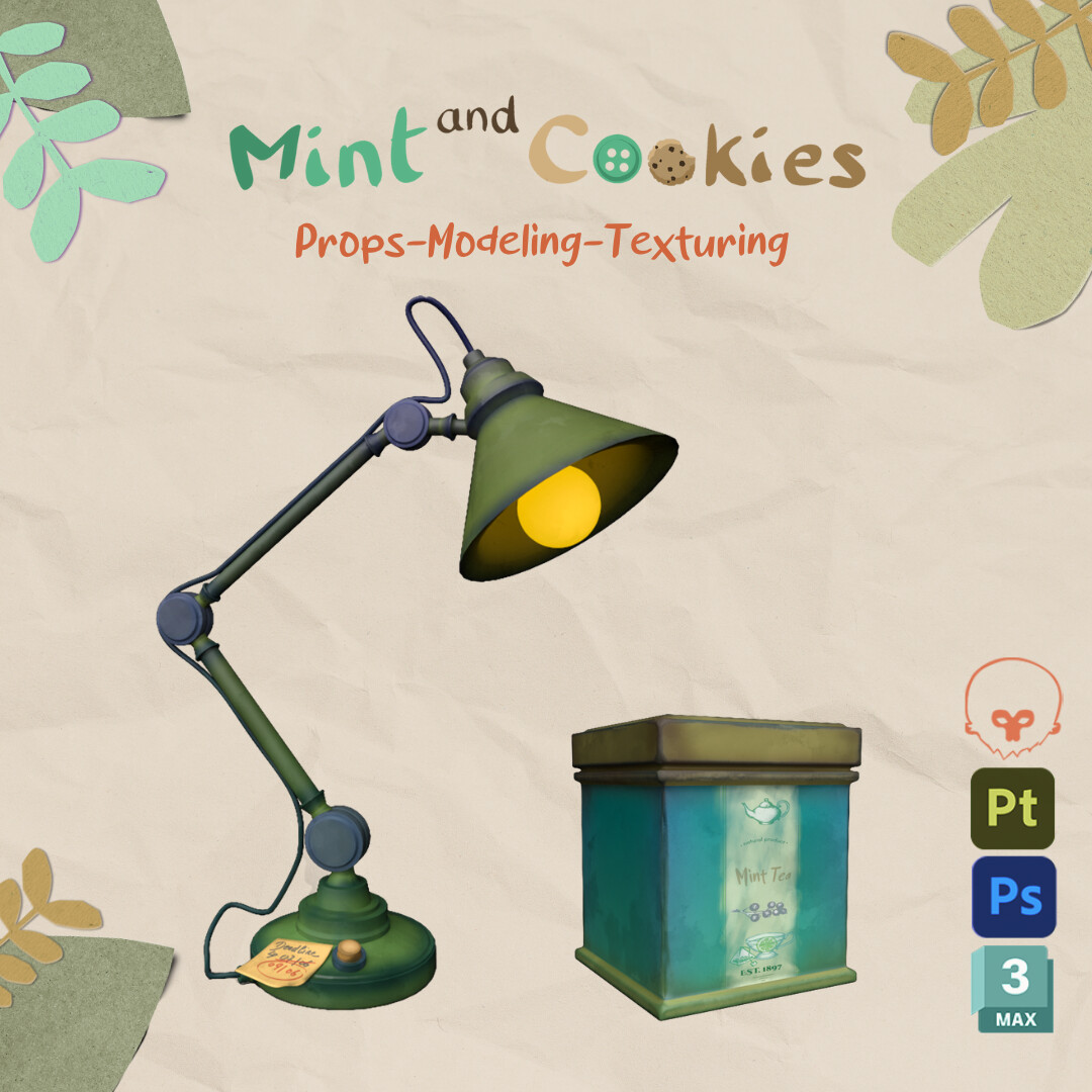 ArtStation - Mint and Cookies Video Game - Props -Modeling - Texturing