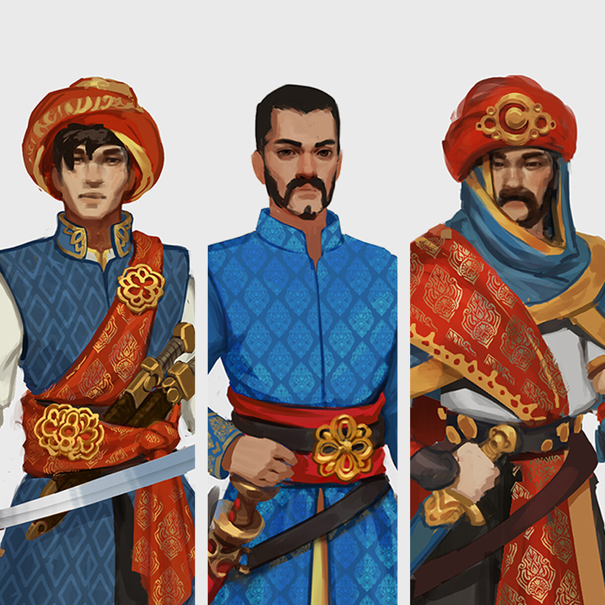 ArtStation - Some colorful eastern warrior drafts